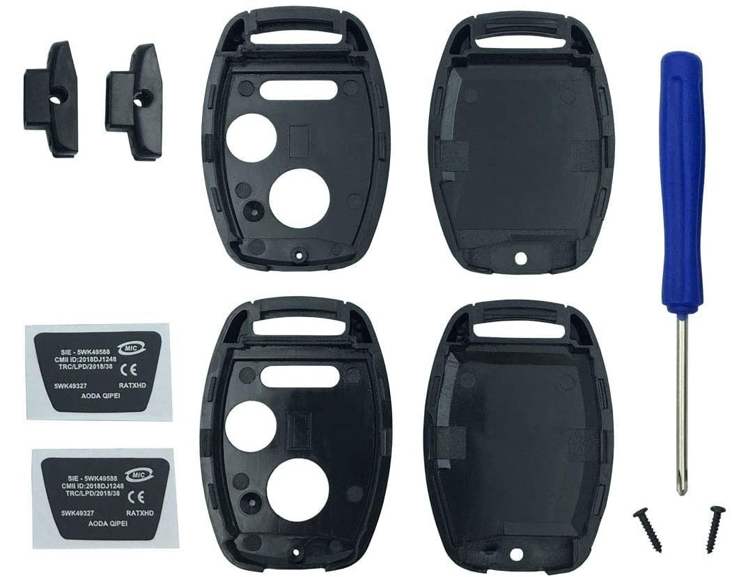 Key Fob Shell Case Fit for Keyless Entry Remote Car Key Housing Replacement with Free Screwdriver (Casing Only Without Blade) (2pcs)