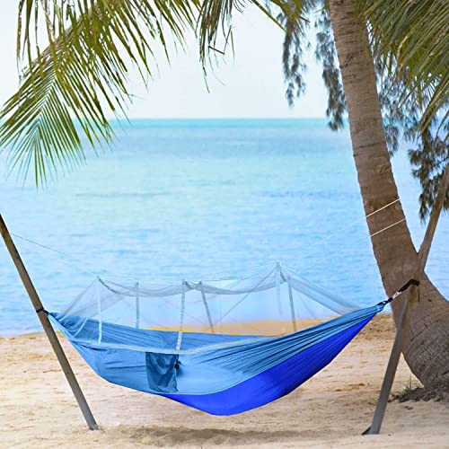 KEPEAK Camping Hammock with Net Netting, Single & Double Tree Hammock Net, Lightweight Nylon Portable Hammock for Backpacking, Camping, Travel, Beach, Yard