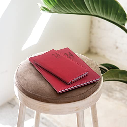 Letts of London Milano Weekly Planner, 12 Months, January to December, 2024, Appointments, A5 Size, 8.25" x 5.875", Red (CTO3XURD-24)
