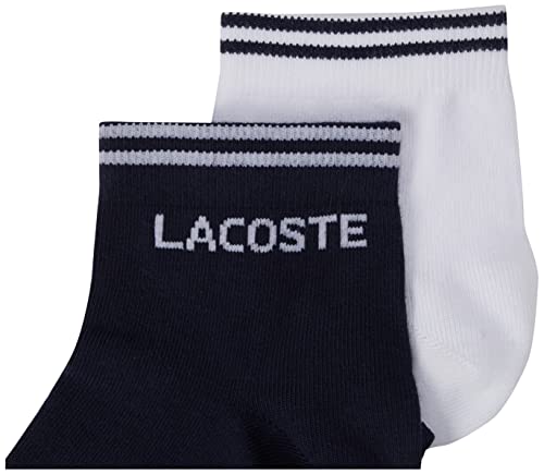 Lacoste 2-Pack Ped Socks w Word at Ankle Navy Blue/White 6 (US Men's Shoe 9-12)