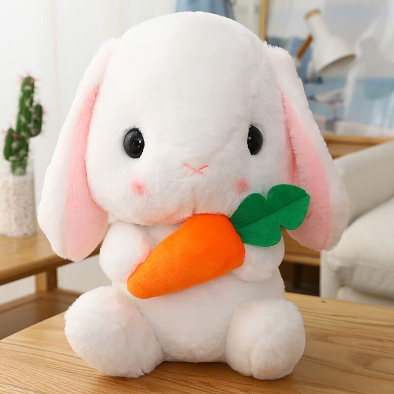 PERUKOYO Easter Plush Easter Bunny Plush Toys Cute Animal Bunny Stuffed Doll Toy Easter Basket Stuffers Gift for Kids Easter Decoration (Pink+White 8.6")