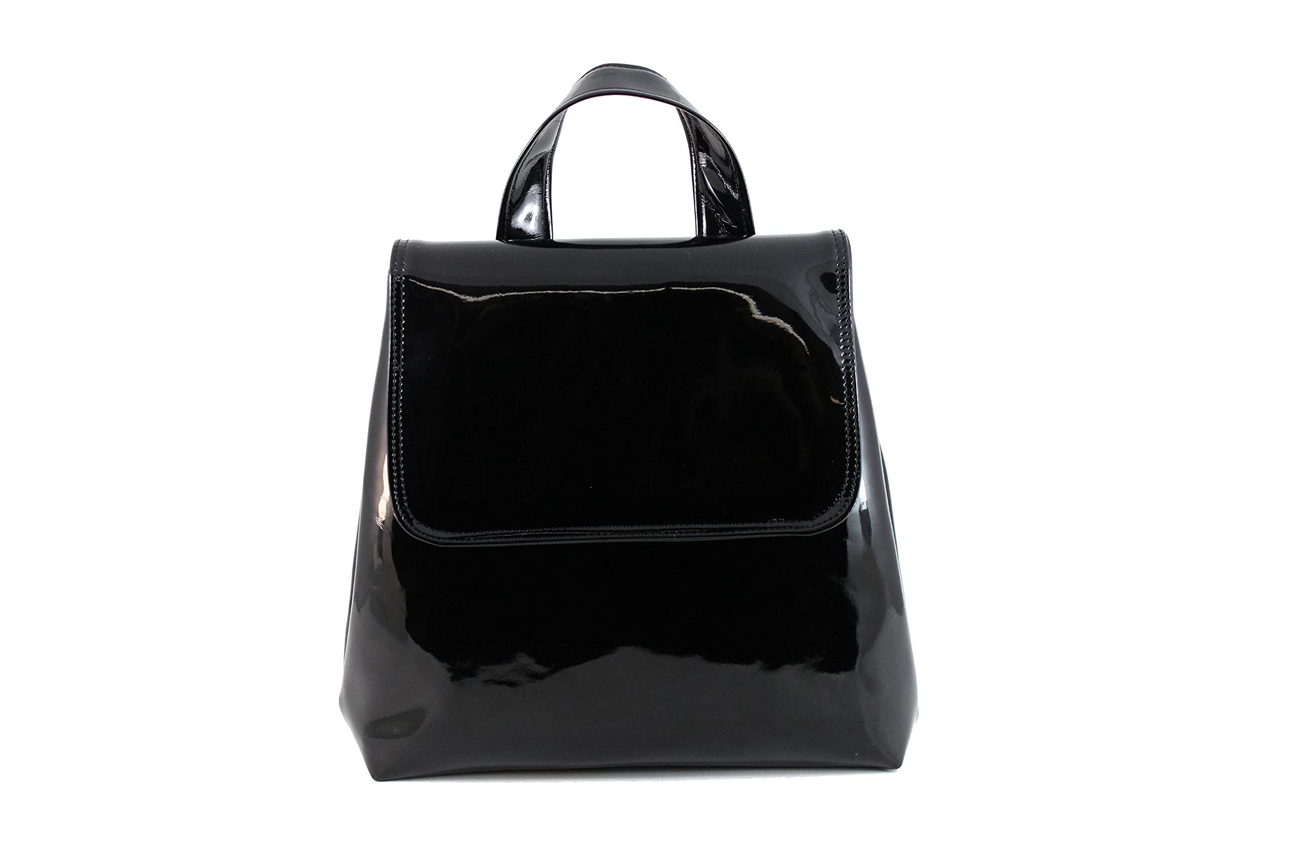 LONI Women Fashion Black Patent Backpack | Casual Backpack for Women | Mini Backpack Purse for Women| Cute & Small Handbag | Small Daypack