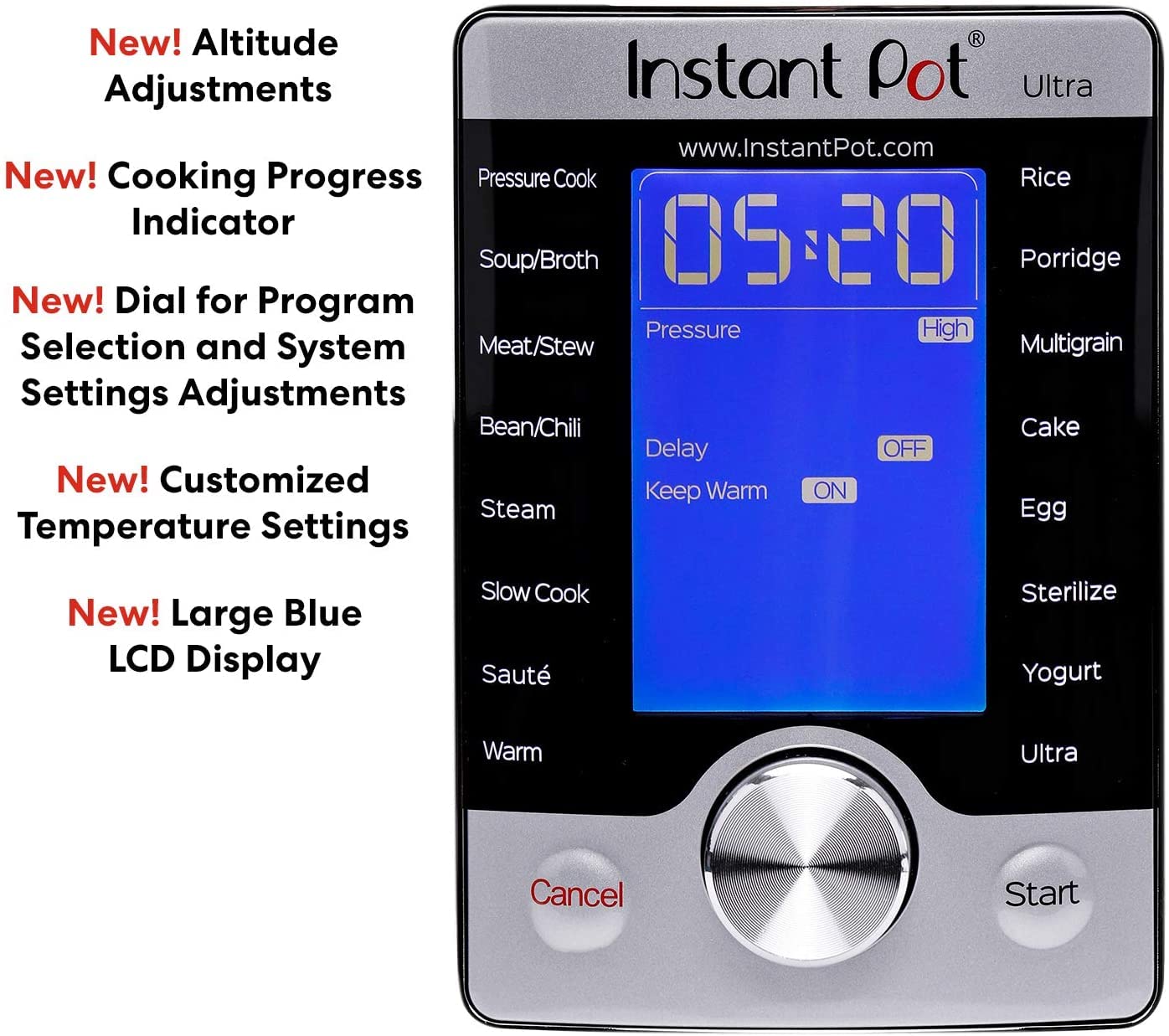 Instant Pot Ultra 80 Ultra 8 Qt 10-in-1 Multi- Use Programmable Pressure Cooker, Slow / Rice Cooker, Yogurt / Cake Maker, Egg Cooker, Sauté, and more, Stainless Steel/Black