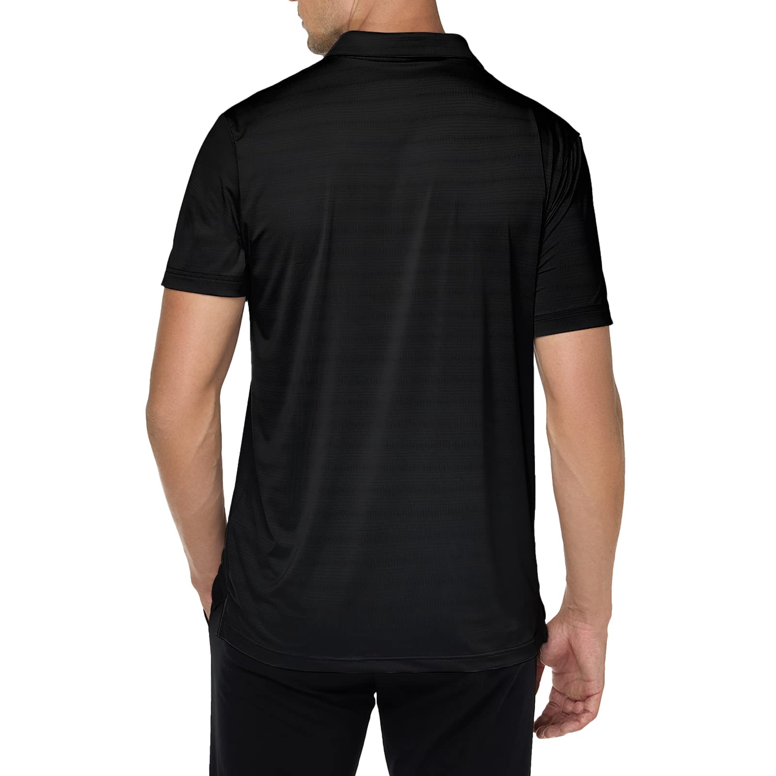Mens Golf Polo Shirts Dry Fit Solid Collared Shirts Short Sleeve Performance Athletic Tennis T-Shirt Black M