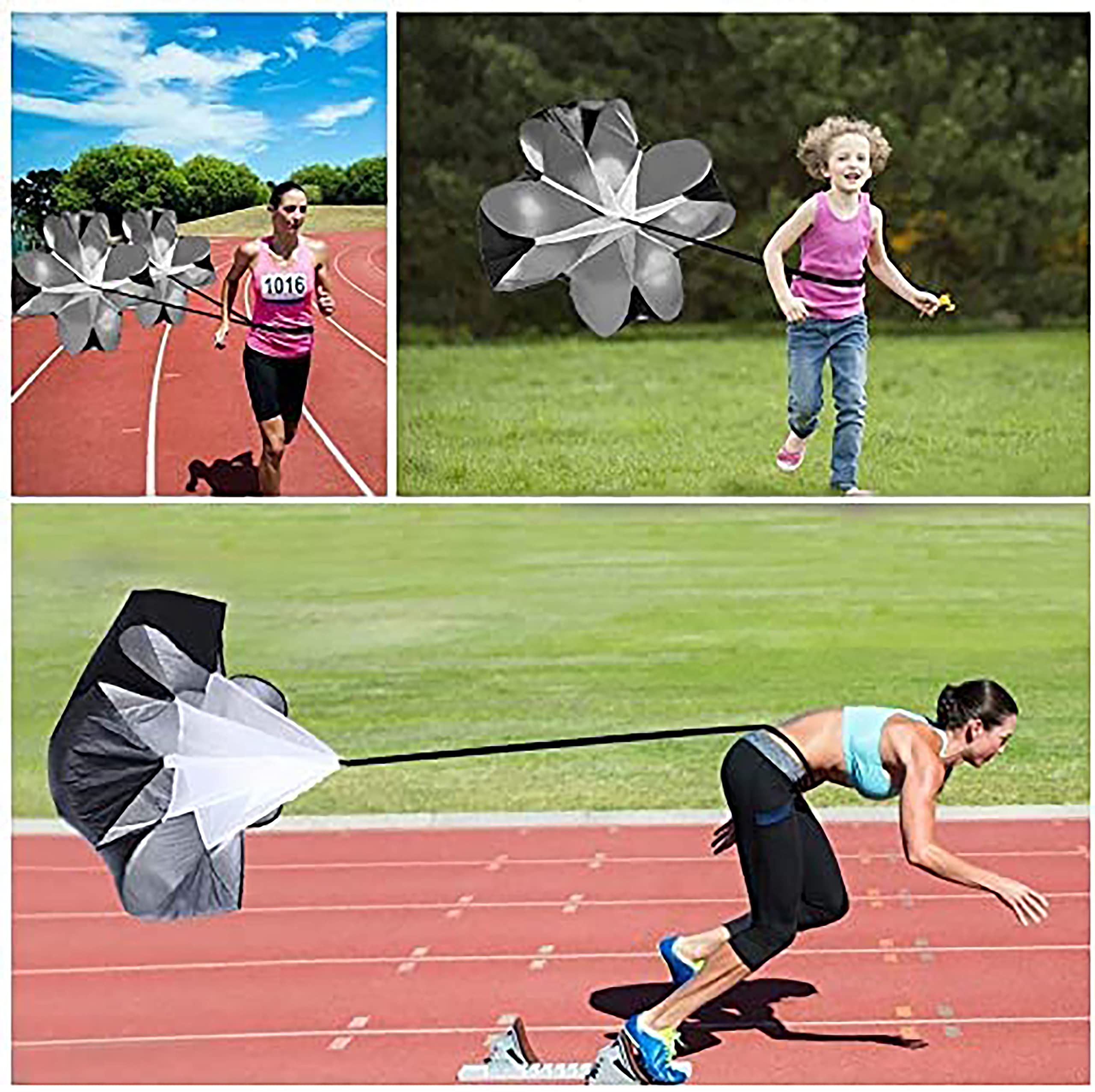 MBQTWS Running Speed Training,56" Running Parachute 2 Umbrella Speed Chute with Adjustable Strap and Carrying Bag,Speed Chute Resistance Parachute for Kids Youth and Adults (2 Pack)