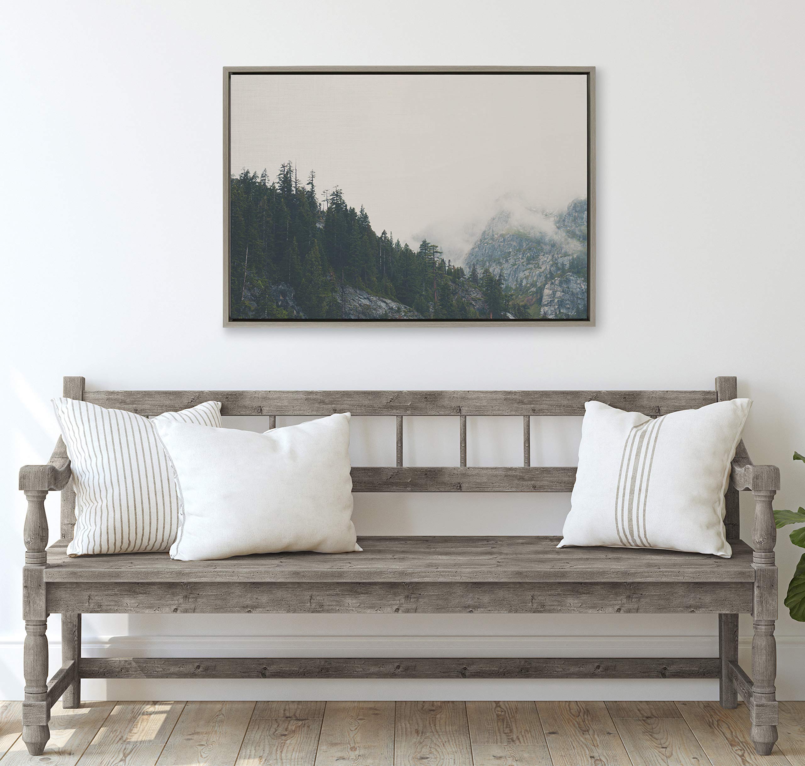 Kate and Laurel Sylvie Power of Imagination Framed Canvas Wall Art by Laura Evans, 23x33 Gray, Beautiful Mountain Wall Decor