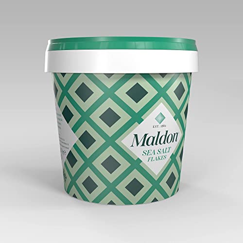 Maldon Salt, Sea Salt Flakes, 20 oz (570 g), Resealable Tub, Kosher, Natural, Handcrafted, Gourmet, Pyramid Crystals