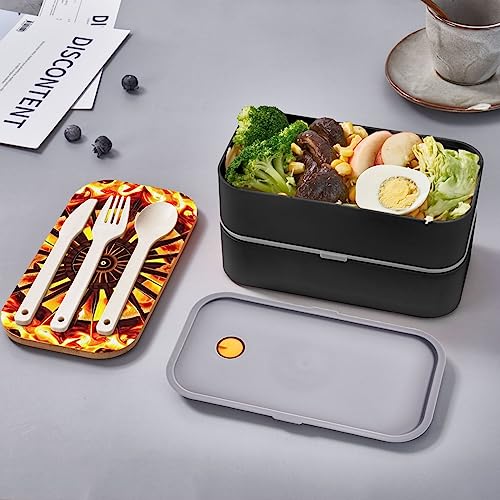 Turning The Flame Adult Lunch Box, Bento Box, With Cutlery Set Of 3, 2 Compartments, Rectangular, Lunch Box For Adults