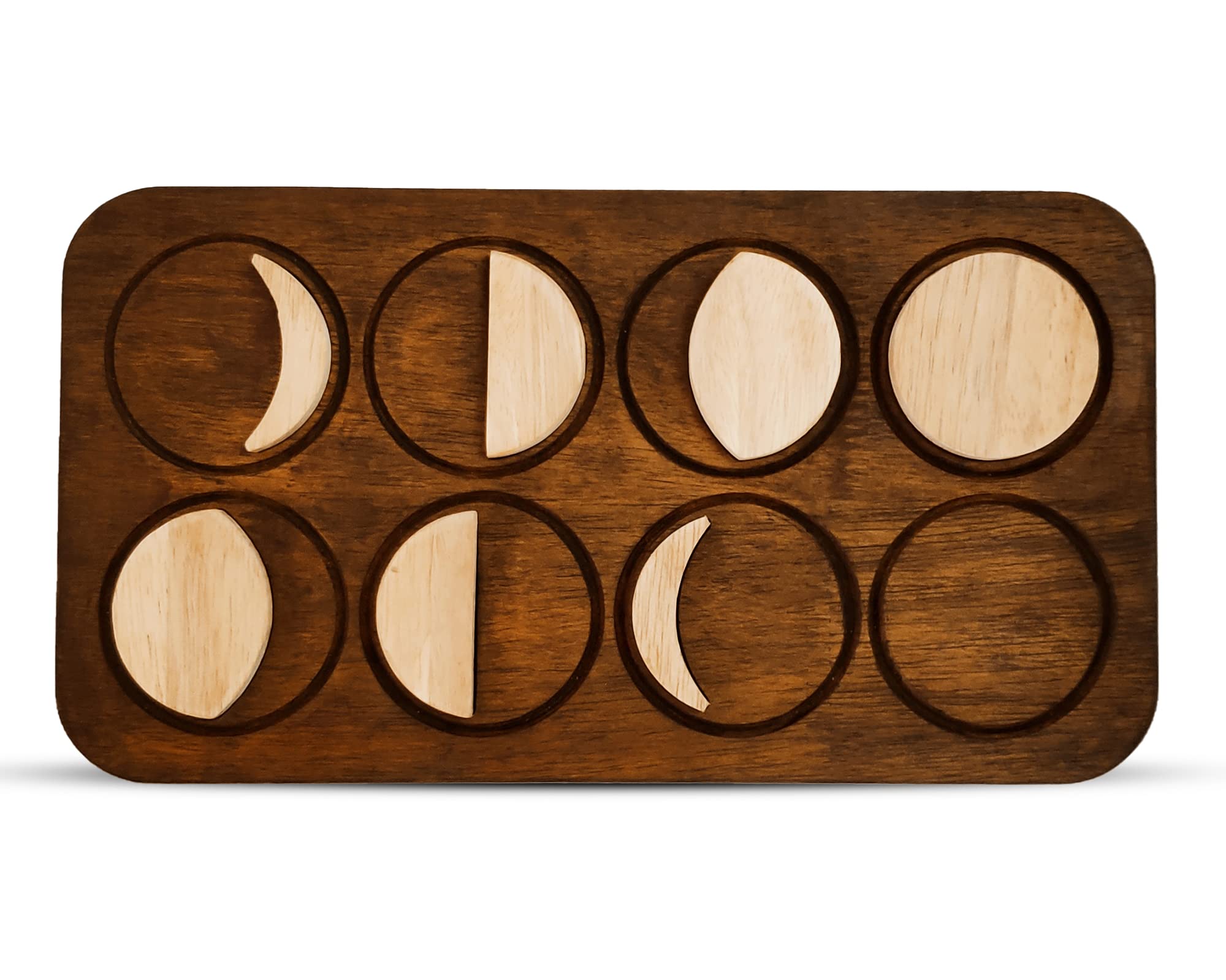 Pentacle Toys Wooden Moon Phases Puzzle, Montessori Wooden Puzzle Board Educational Preschool Gifts for Boys Girls, Pegged Puzzle Board