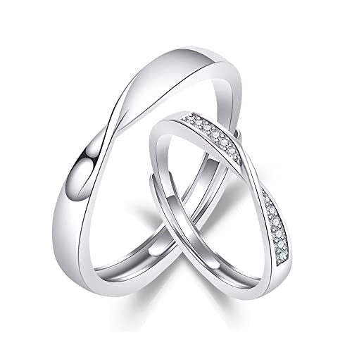 MIFYNN Statement Ring for Couples Bamboo Ring for Women Men Adjustable Wedding Trendy Gold Plated Rings Jewelry Gift (Mobius-silver)