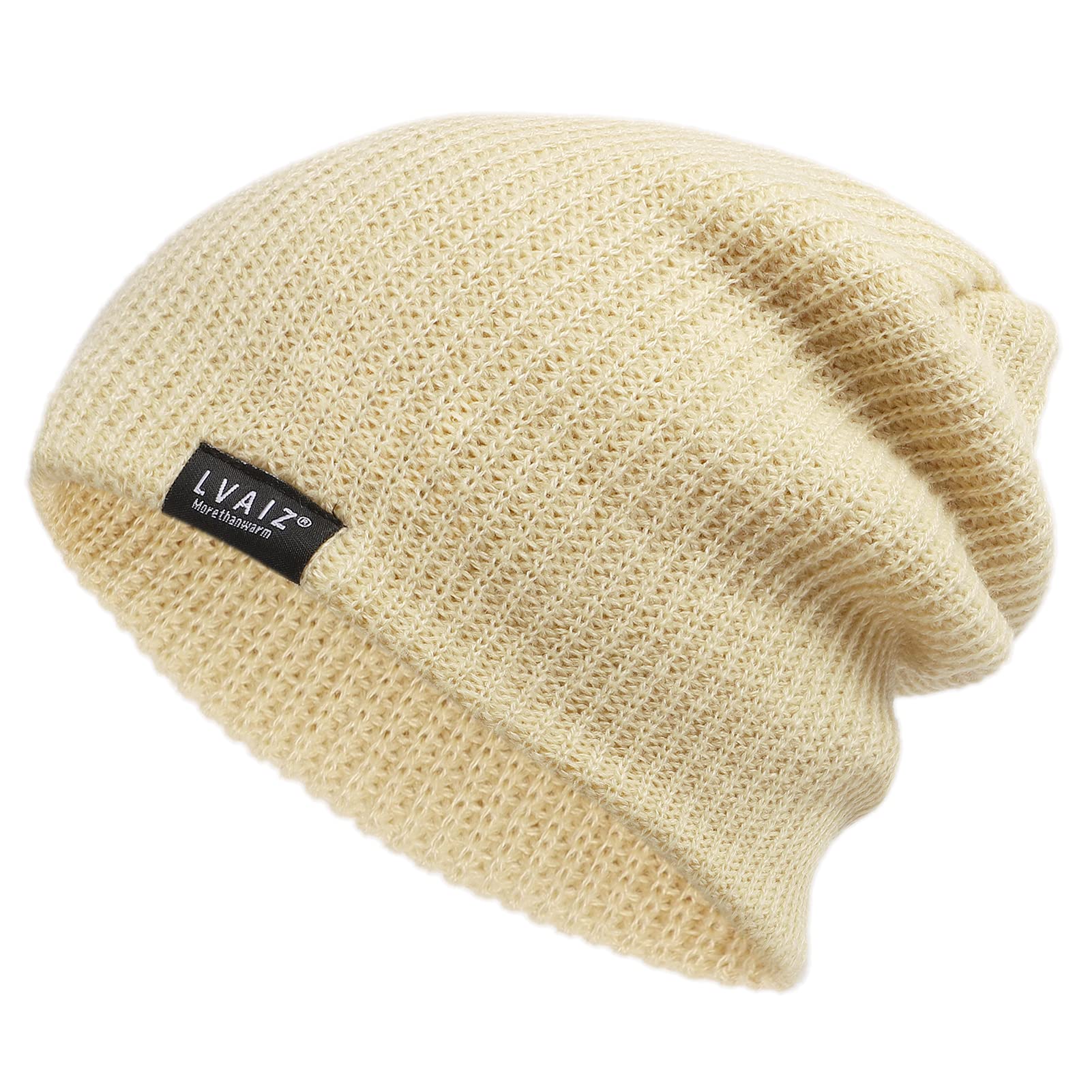 Lvaiz Winter Knitted Beanie Hats for Women Stretchy Soft Thin Cap Mens Slouchy Warm Cable Hat Green