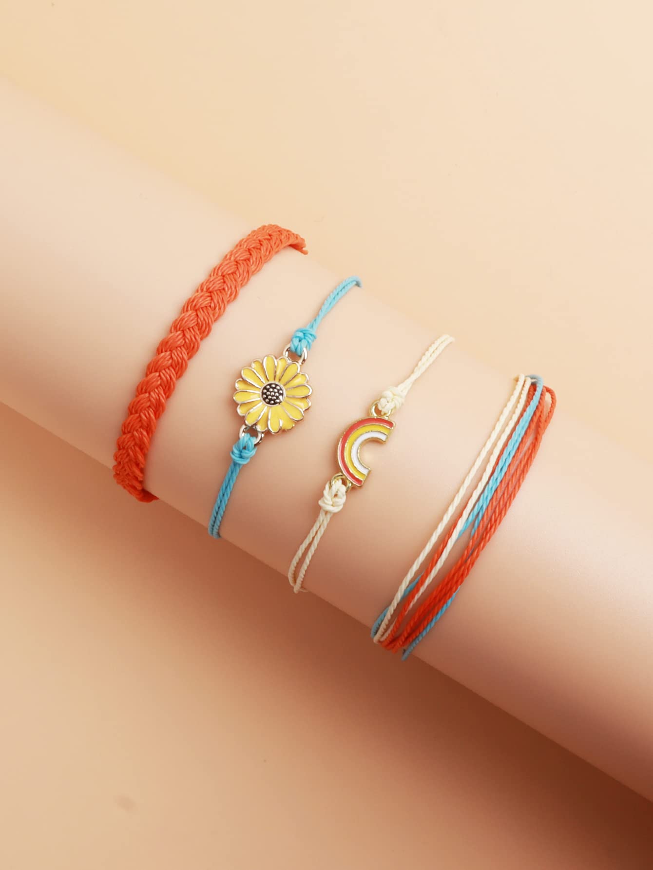 Long tiantian Boho Bracelets for Women Sunflower String Bracelets Ankle Bracelets for Women
