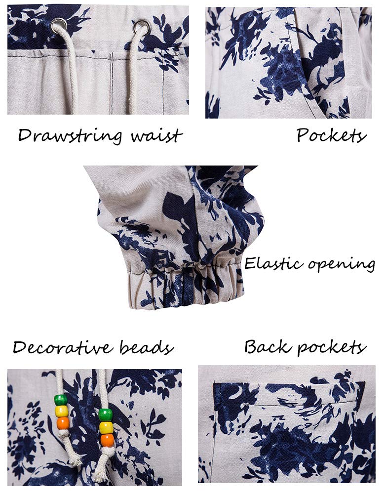 Lavnis Men's 2 Piece Tracksuit Floral Shirt and Pants Suits Button Down Hawaiian Outfitts A027 L