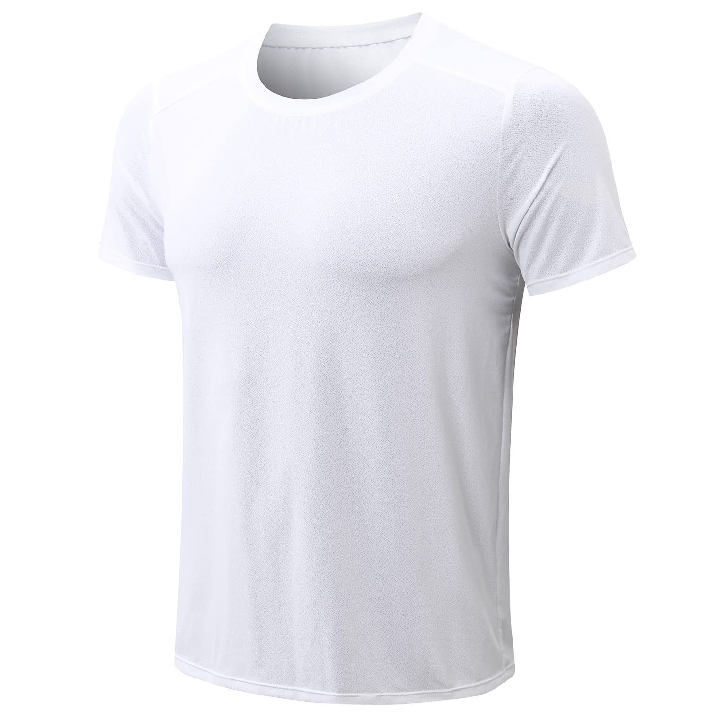 Men's Dry-Fit Short Sleeve T-Shirt Active Athletic Crew Top UPF 50+ Workout Running Fishing Top Tee Performance Shirts White