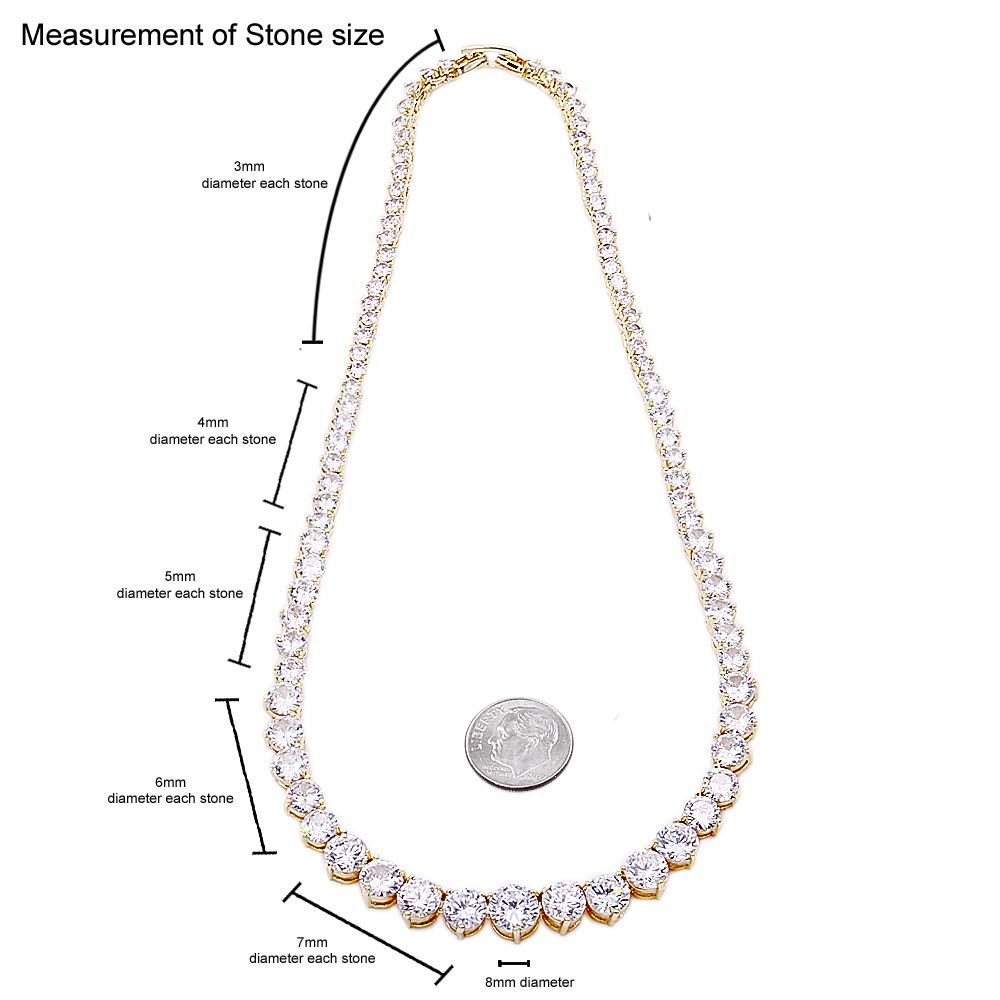 Lavencious Tennis AAA CZ Necklace Bling Rhodium Plated Statement Jewelry 16"