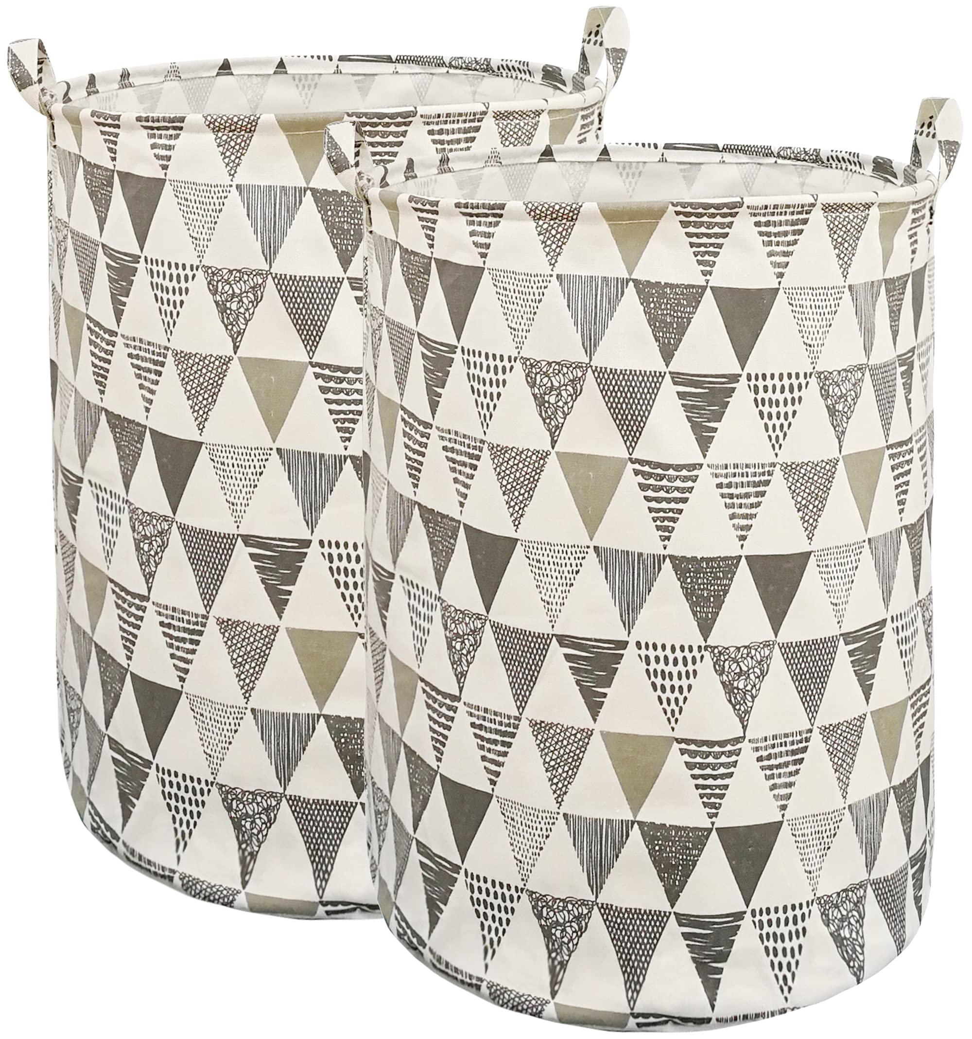 QKELIM Set 2 Laundry Basket Large Storage Bin Waterproof Nursery Hamper for Cloth Toy Box Gift(Gray triangle)
