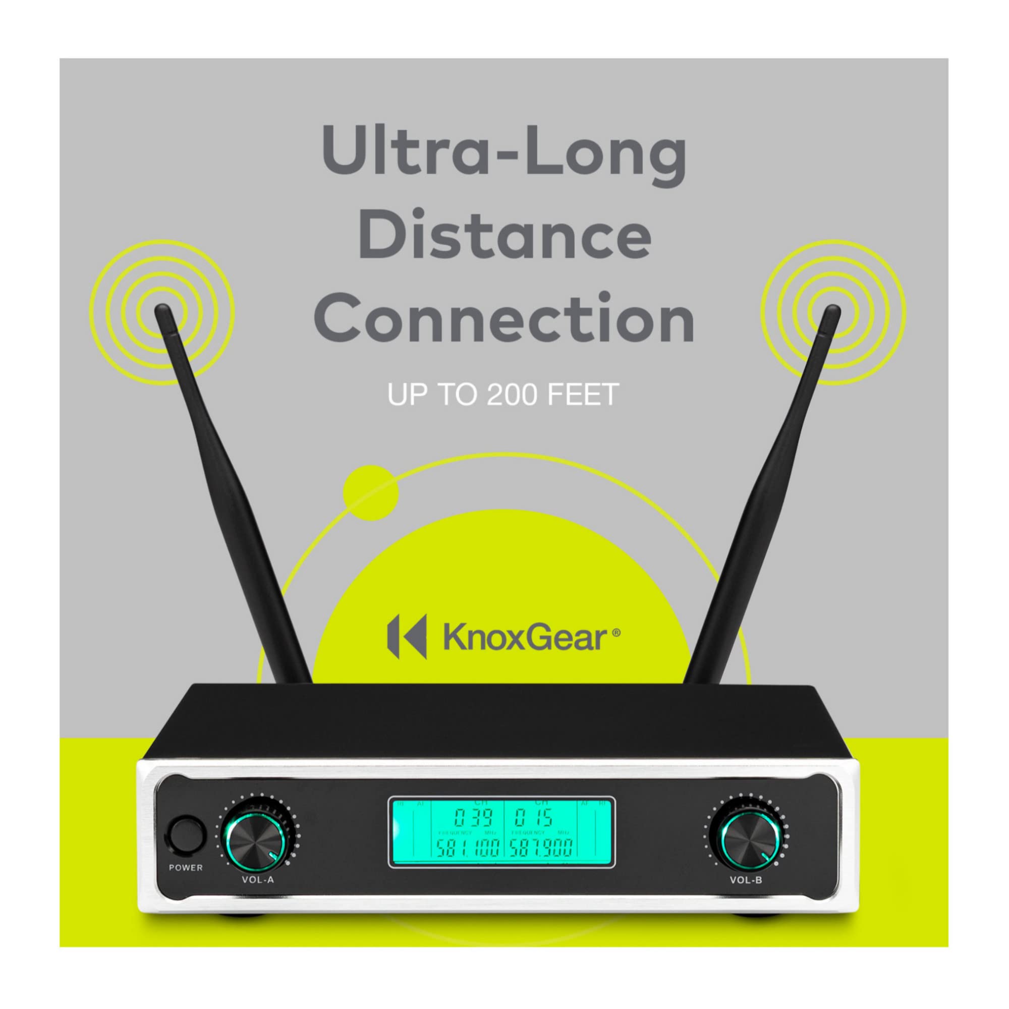 Knox Gear Wireless Microphones & Systems Set, Metal UHF Dual Handheld 50 Channels Professional Cordless Microphone System for DJ, Karaoke, Church, Conference and Home KTV Set