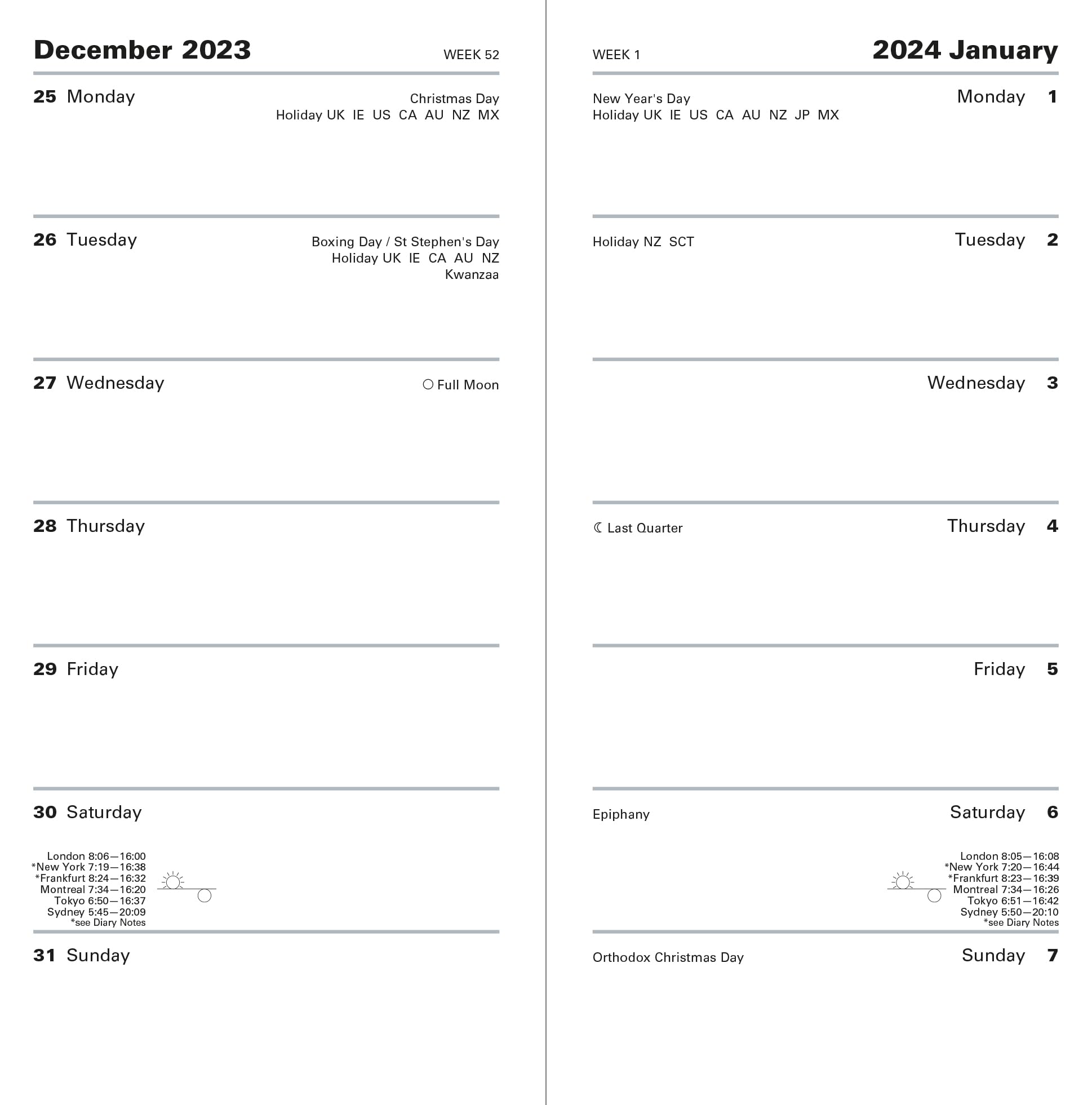 Letts Principal Slim two weeks to view 2024 diary - blue