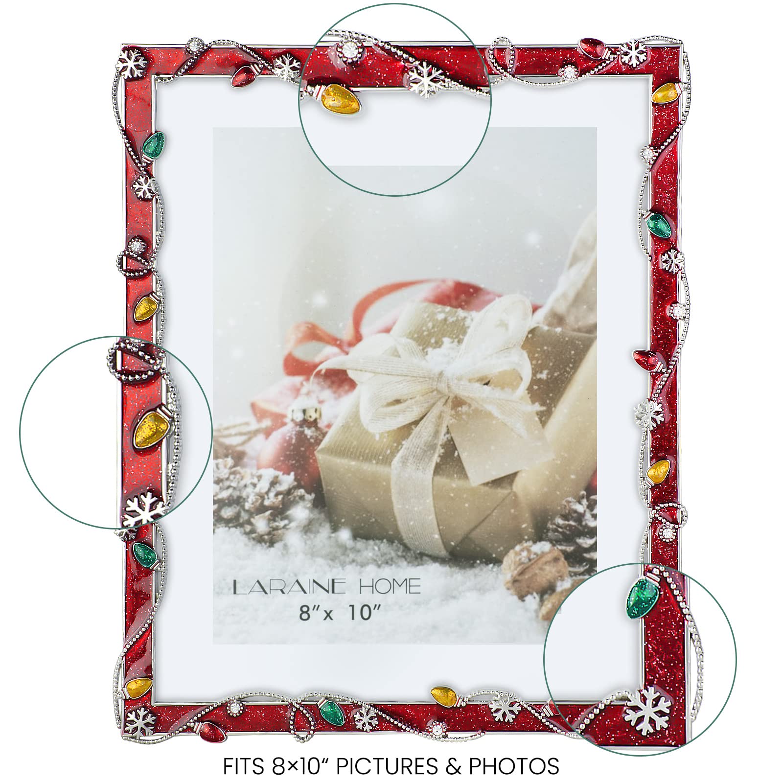 LARAINE Picture Photo Frame 8x10 Metal 2023 Christmas High Definition Glass Display Pictures for Tabletop Home Decorative Holiday Gift (Red,8x10)