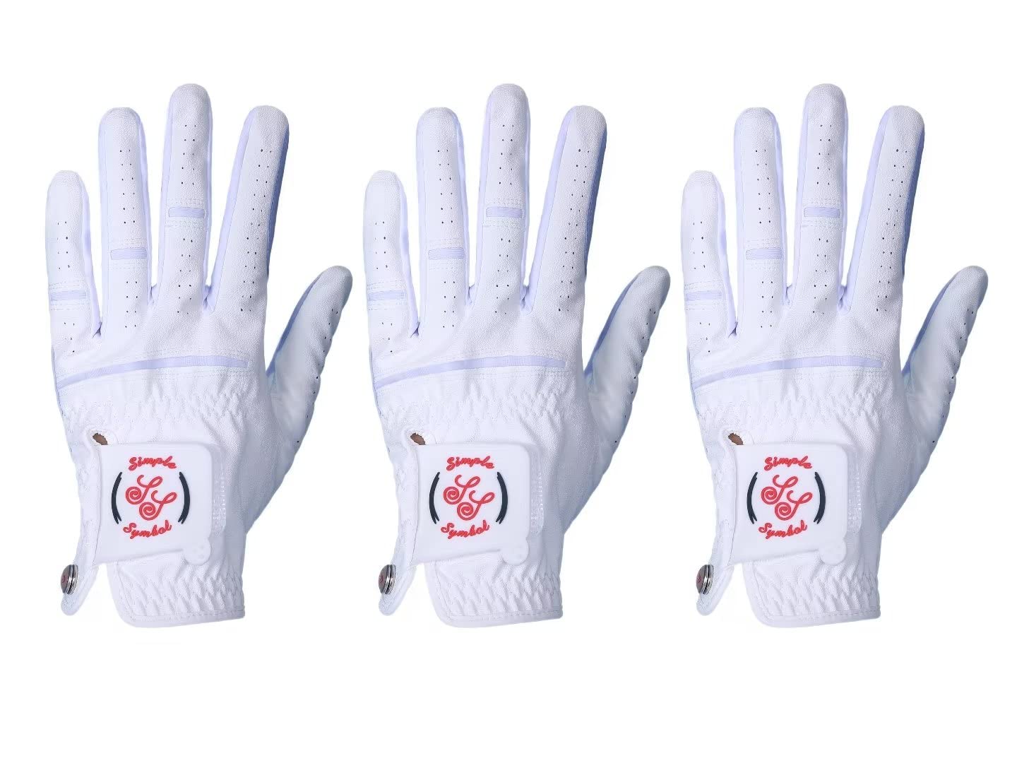 Men's Golf Glove Colorful Cabretta Leather And Synthetic Leather,Three PackïŒLeft is Wear on Left Hand,Right is Wear on Right HandïŒFour Colors To Choose From Navy Blue/Sky/Red/Coffee(Sky,L,Left)