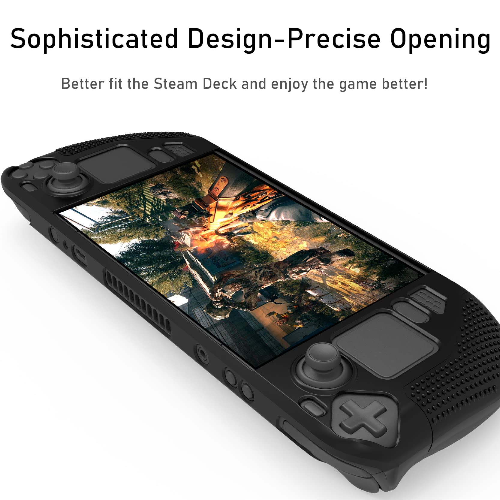 Protective Silicone Cover for Valve Steam Deck,Cenxaki Silicone Protective Case with Anti-Slip Particles - Black