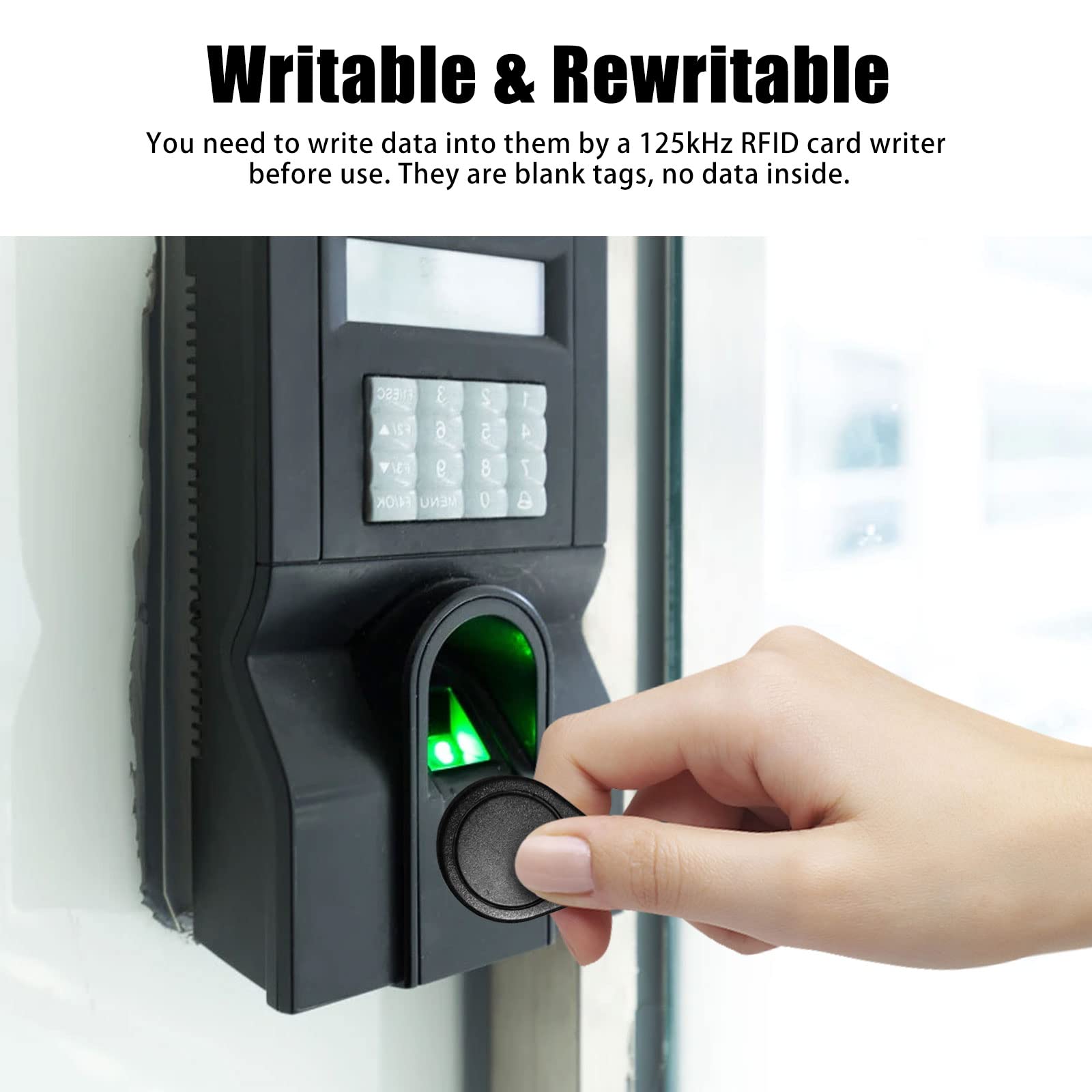SYWAN 50Pcs Writable 125kHz RFID Key Fob Proximity ID Card Token Tag Rewritable, 125khz RFID Writable Rewritable T5577 Fob Tag for RFID Writer