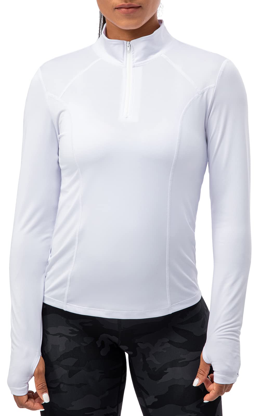 Lavento Women's Quarter-Zip Long-Sleeve Athletic Shirts - Lightweight Stretch Cool-Dry Hiking Running Performance Shirt (Wine Red, 8)