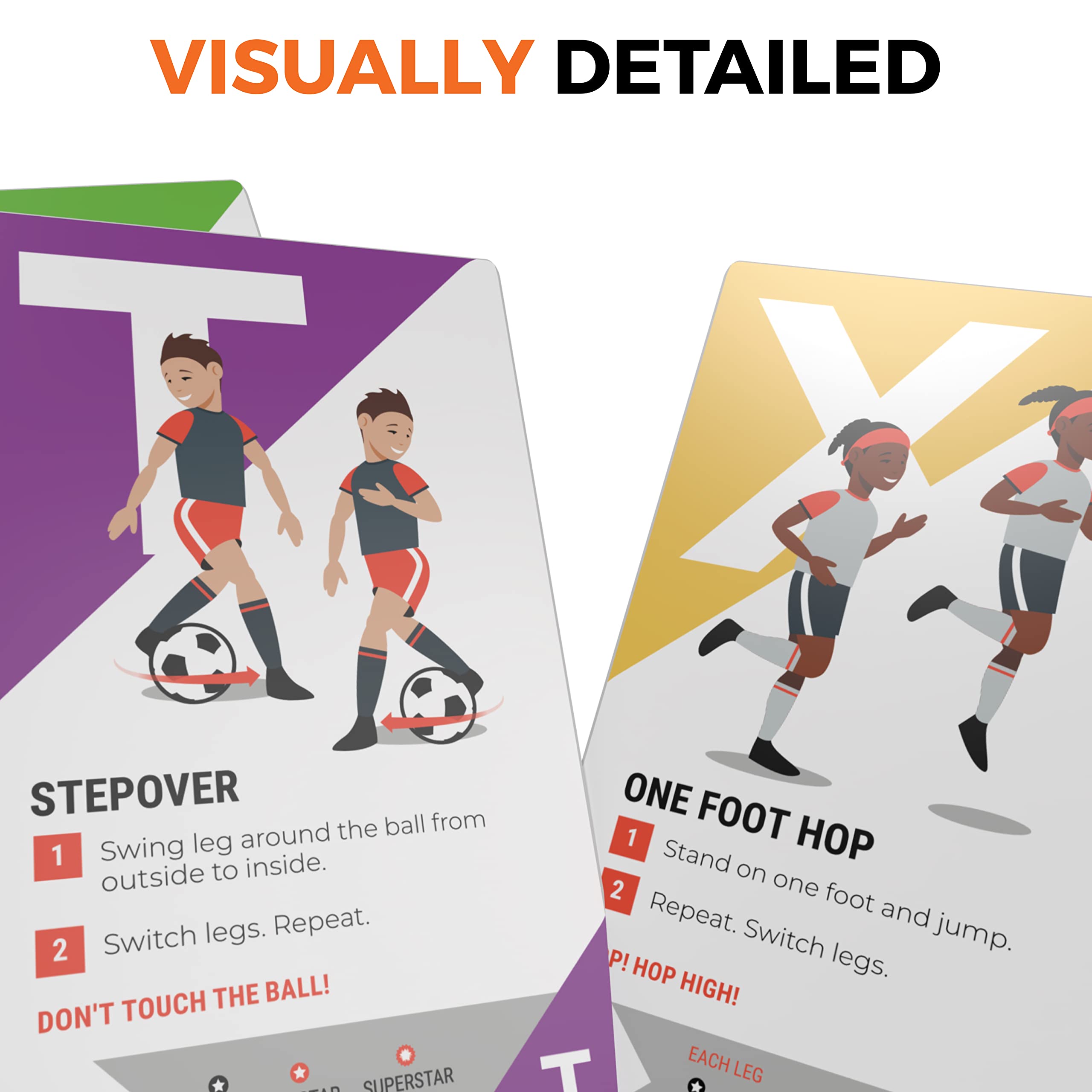 Kick Deck ABC Youth Soccer Training Program | Soccer Fundamentals, 26 at-Home, Self Training Cards, Improve Basic Soccer Skills, Ages 4+