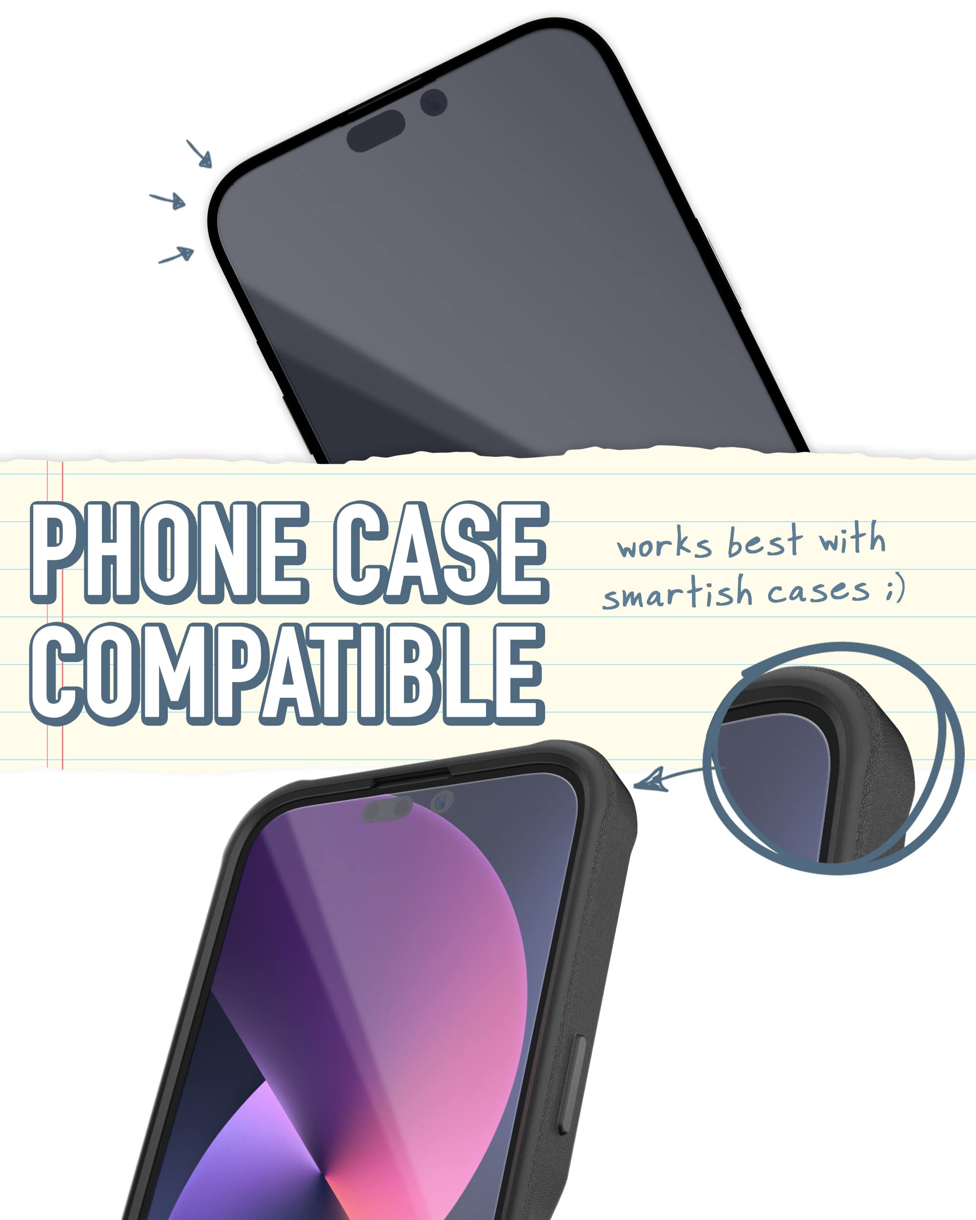 Smartish 2-Pack Tempered Glass Screen Protector for iPhone 14 Pro - Tuff Sheet - Easy Install Frame [Scratch Resistant] Case-Friendly - Dynamic Island Compatible - Clear 2-Pack