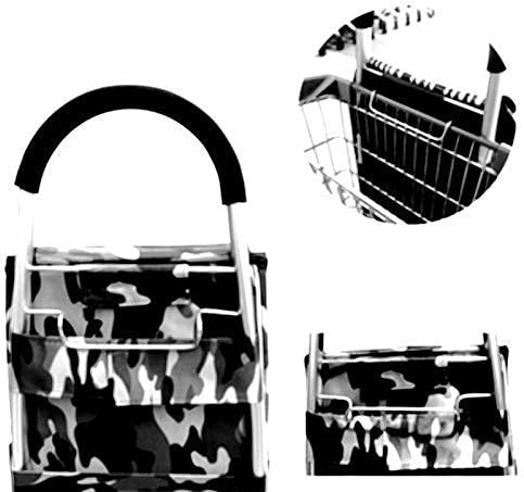 Shopping Trolley on Wheels Multi Function Shopping Cart Lightweight with 2 Wheel Large Capacity Foldable Aluminum Supermarket Push Trolley Waterproof Luggage Cart Storage Hand Trucks,Camouflage