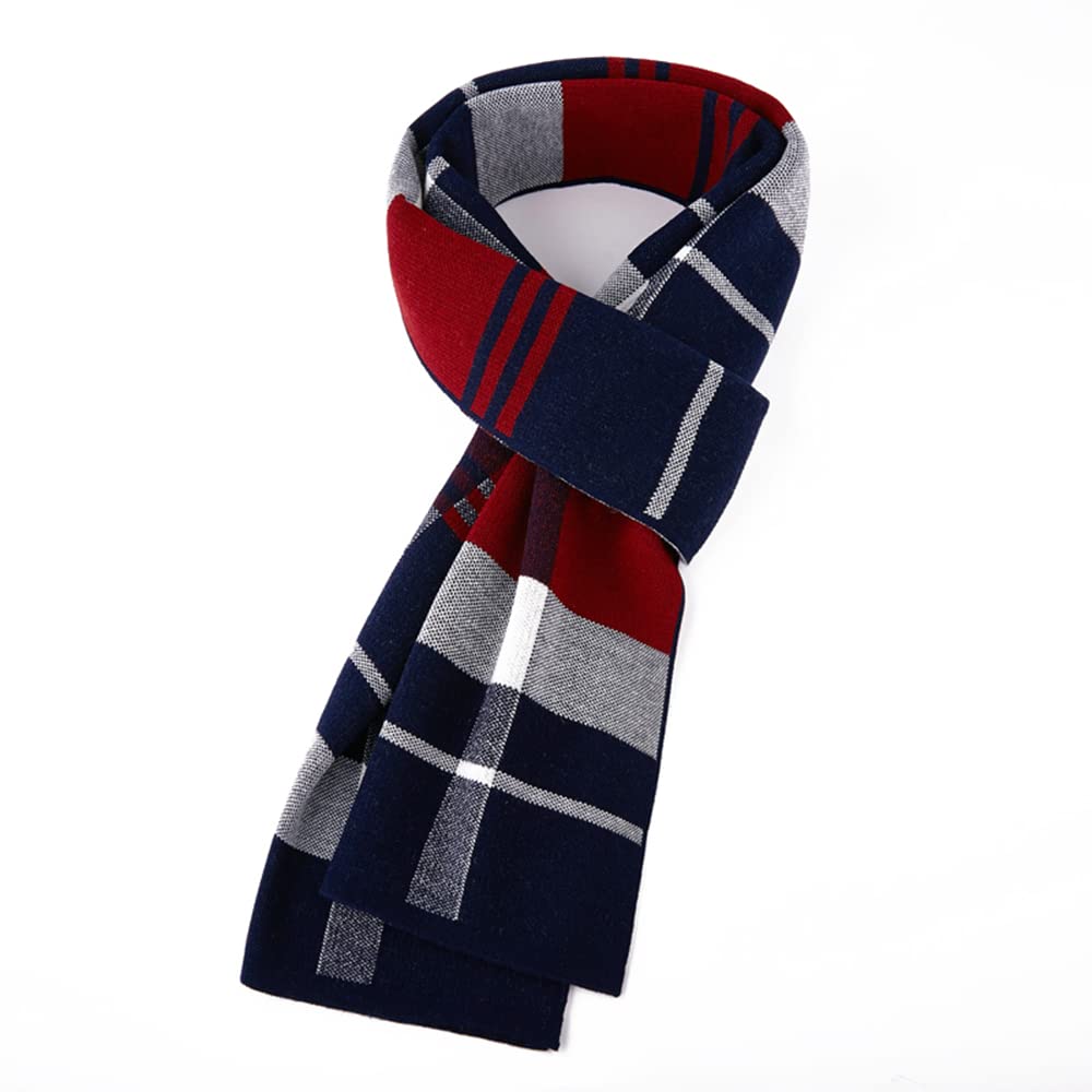 Mens Scarves Classic Winter Plaid Scarf Soft Warm Scarf Wool Scarf Knitted Soft Warm Neckwear