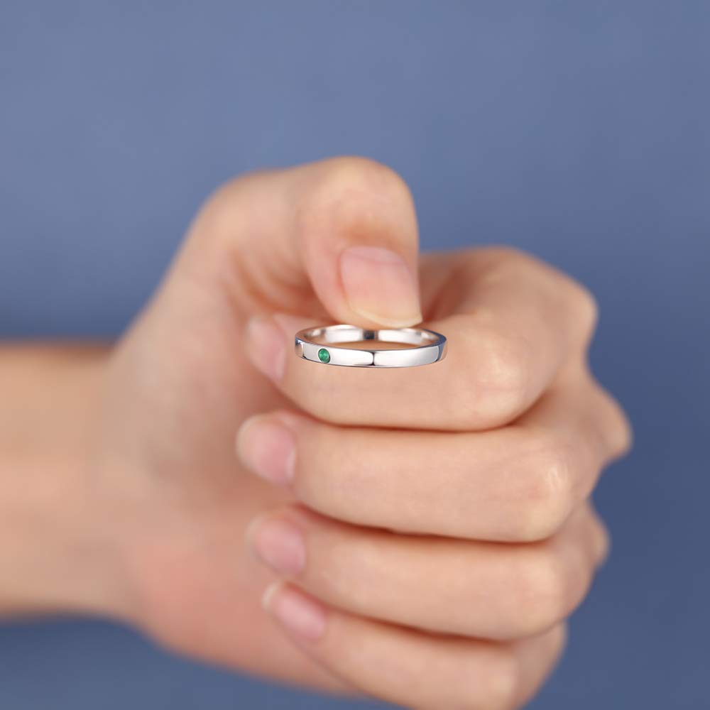 LoraPetid Personalized Birthstone Rings For Women Engagement Name Rings Initial Rings with Simulated Birthstones Customized Best Friend Rings for Women (5)
