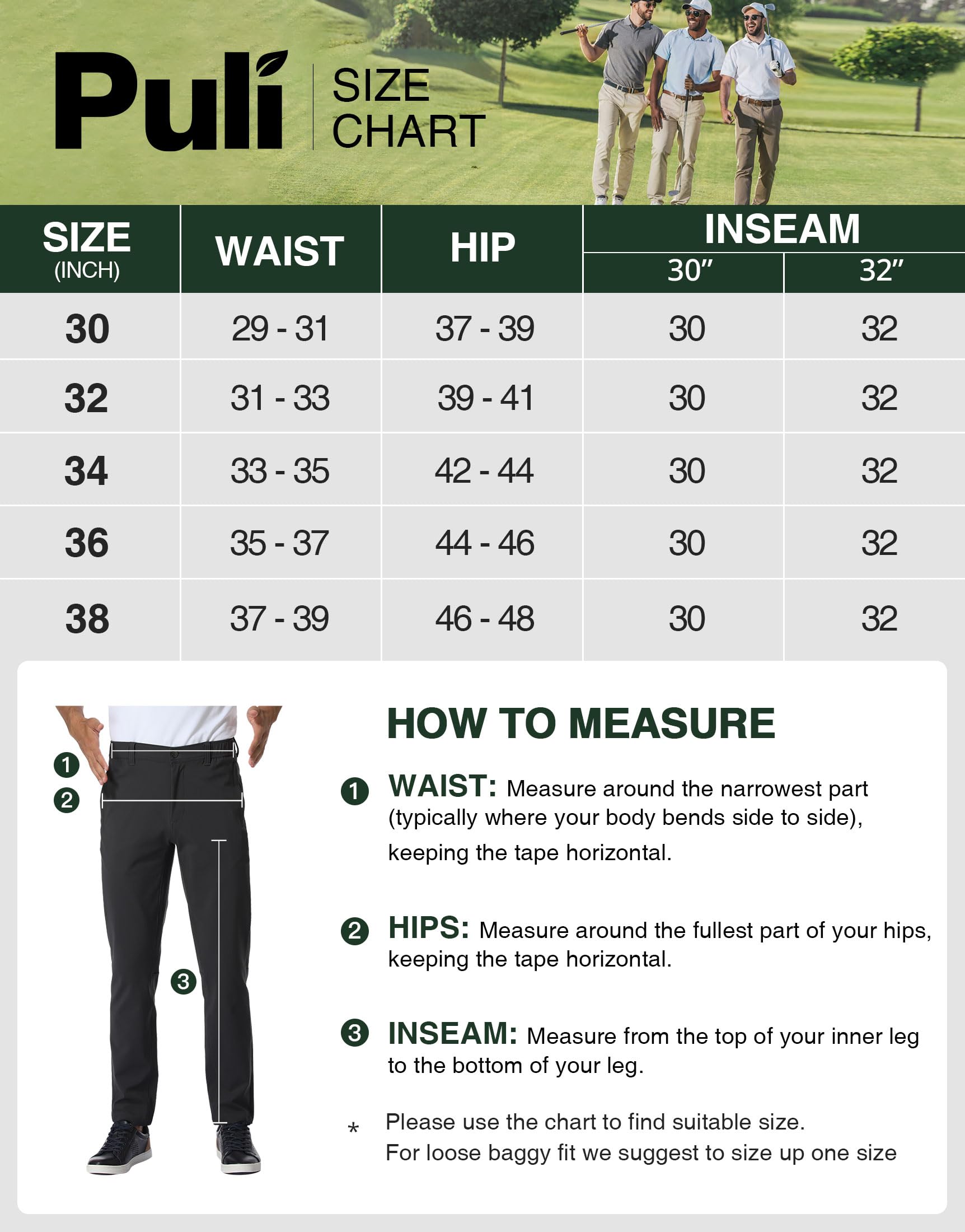 PULI Golf Pants Men Stretch Slim Fit Waterproof Dress Casual Work Hiking Tapered Pants with Pockets Stone,38Wx32L
