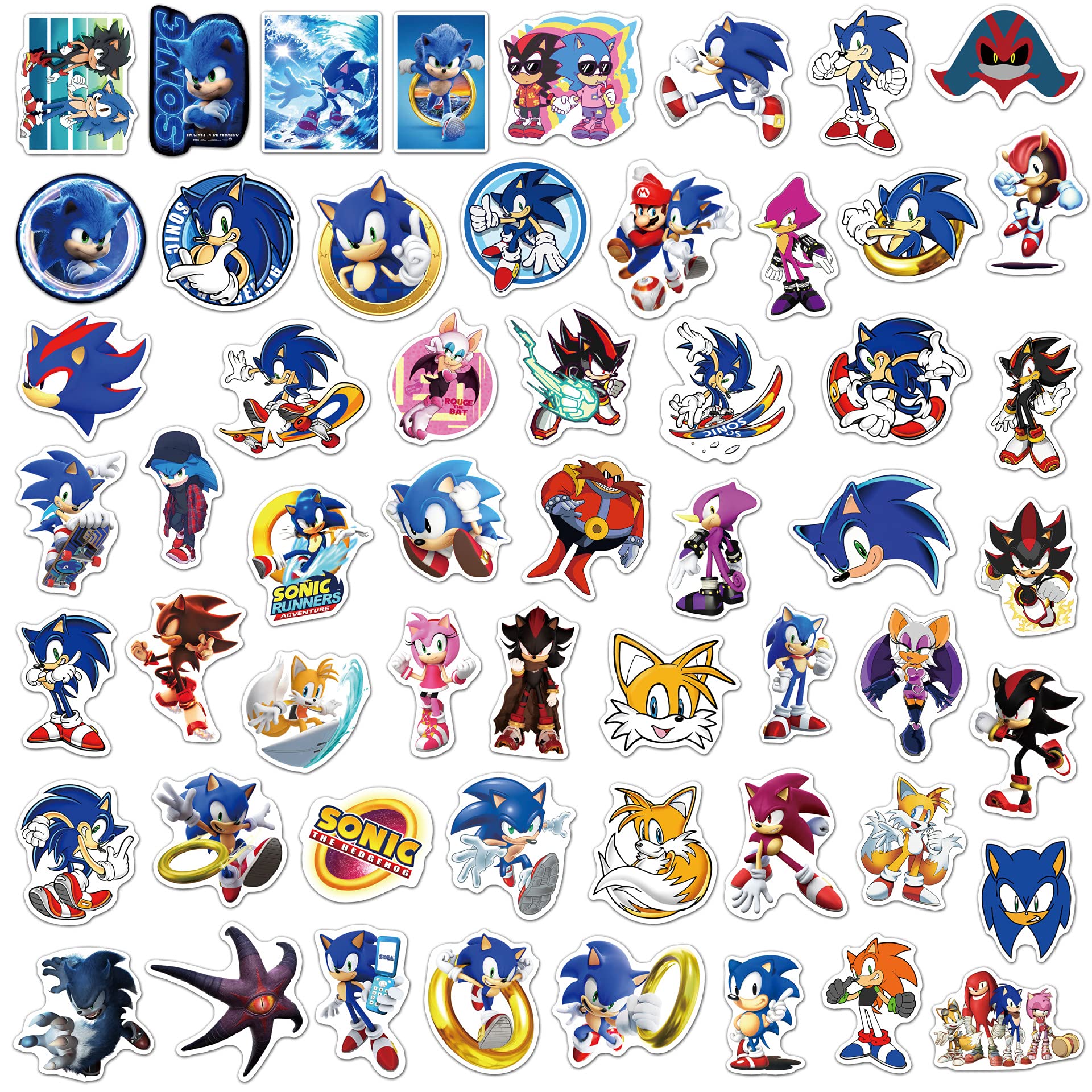 Sonic The Hedgehog Gift Set, Including Sonic 1 Drawstring Bag 1 Pillowcase 1 Face Shield 1 Coin Purse 1 Bracelets 1 Necklace 50 Stickers 2 Brackets 2 Button Pins 2 Rings