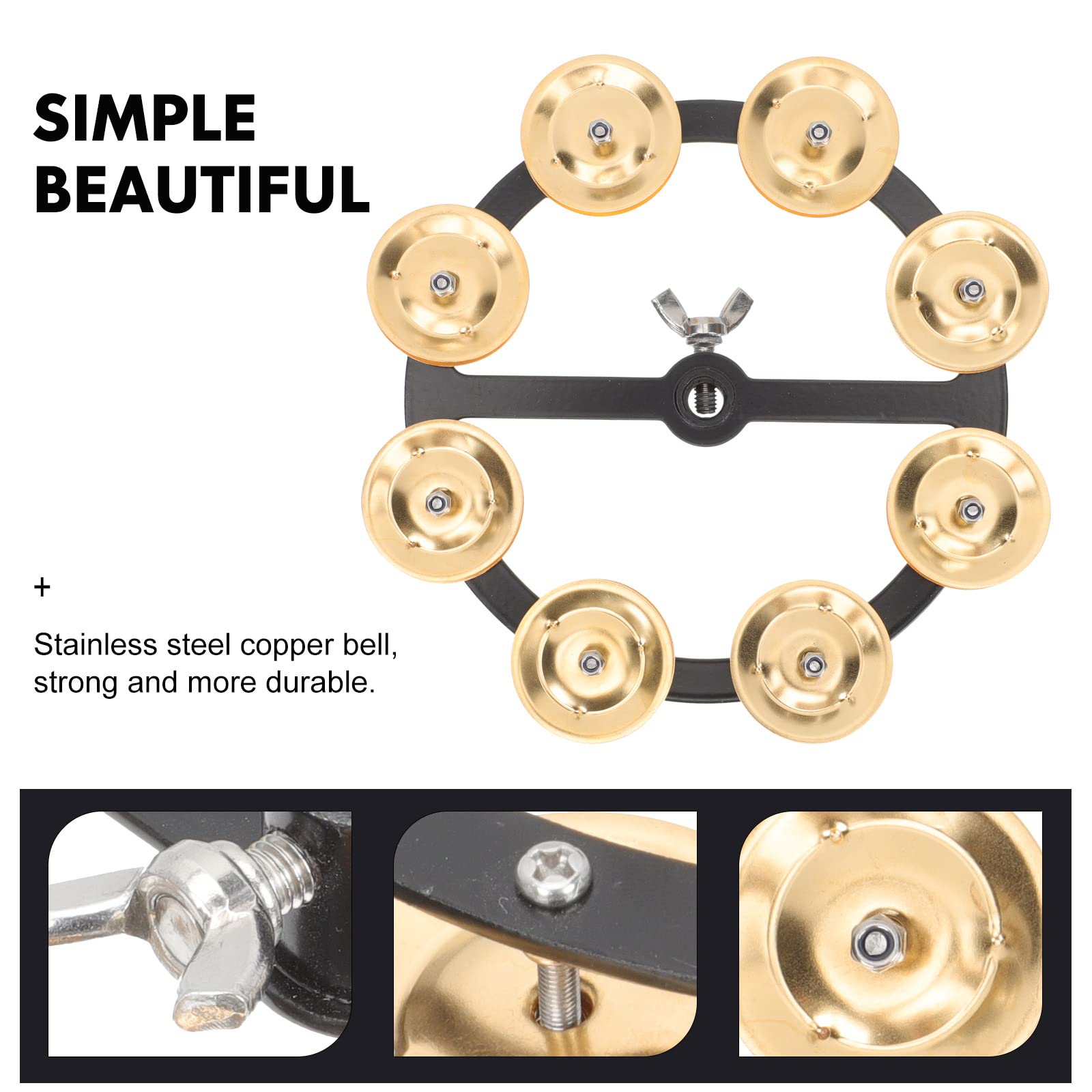 Percussion Steel Cymbal -Hat Tambourine with Single Row Drum Set Cymbal Accessory Golden Tabla