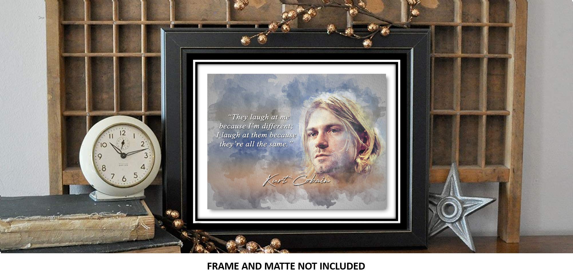 Laugh At Me Kurt Cobain Inspirational Quote - 8 x 10 Unframed Print - Wall Art for Home Office, Music Guitar Studio, Mancave - Great Gift for Rock Musicians