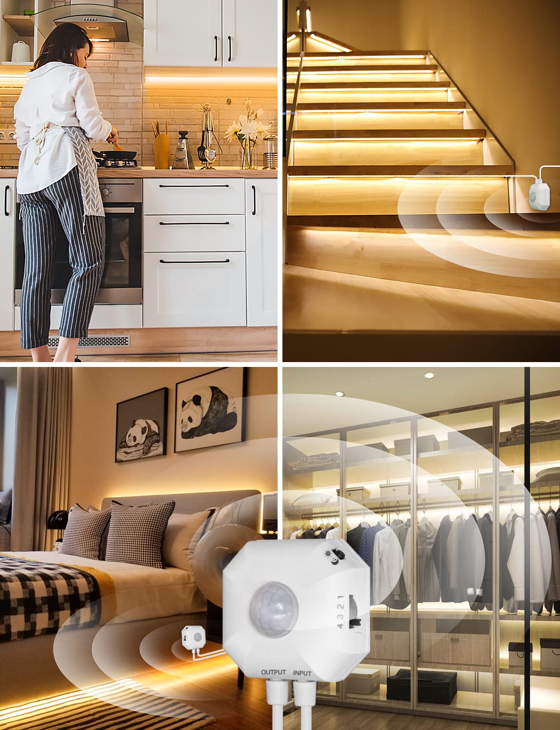 MATICOD Motion Sensor Light Indoor Under Bed Lights Under Cabinet Lights, Motion Activated Led Light Strip for Bedroom,Warm White LED Closet Lights Motion Sensored Under Cabinet Lighting NO APP