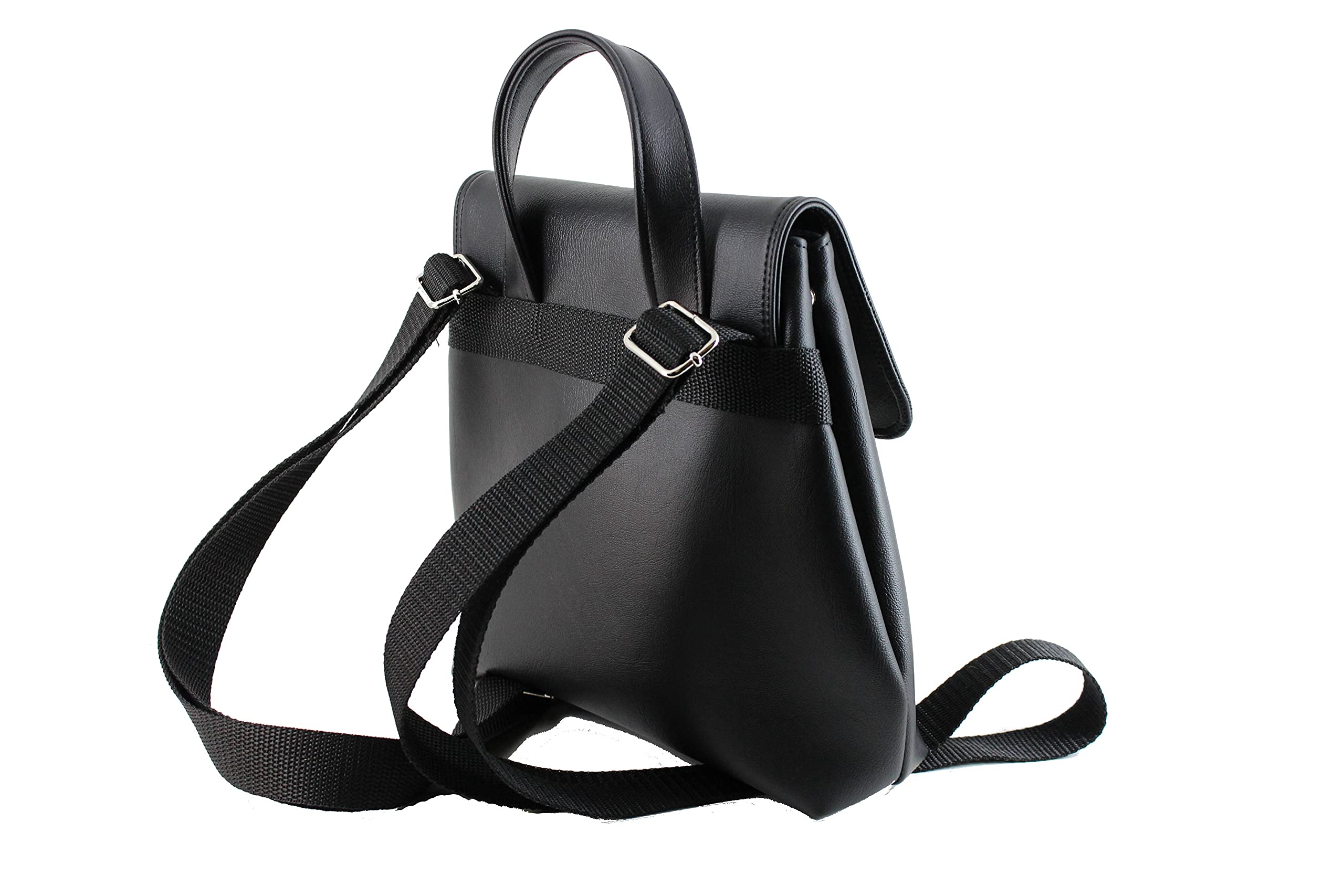 LONI Women Fashion Black Patent Backpack | Casual Backpack for Women | Mini Backpack Purse for Women| Cute & Small Handbag | Small Daypack