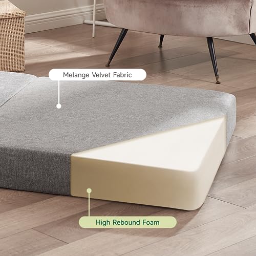 Z-hom Folding Sofa Bed, 6 inch Foldable Mattress Convertible Sleeper Chair Floor Mattress Couch, Convertible Sofa Bed with Pillow & Washable Cover for Room/Office/Dorm 76" x 39" x 6" (Light Grey)