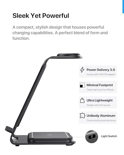 Intoval 3-in-1 Wireless Charging Station for iPhone 15 Pro/15/15 Pro Max/14 Pro/14/14 Pro Max, Apple Watch 9/Ultra 2/SE/8/7/6/5/4/3/2, AirPods Pro/Pro 2/3 (Y93, Silver)
