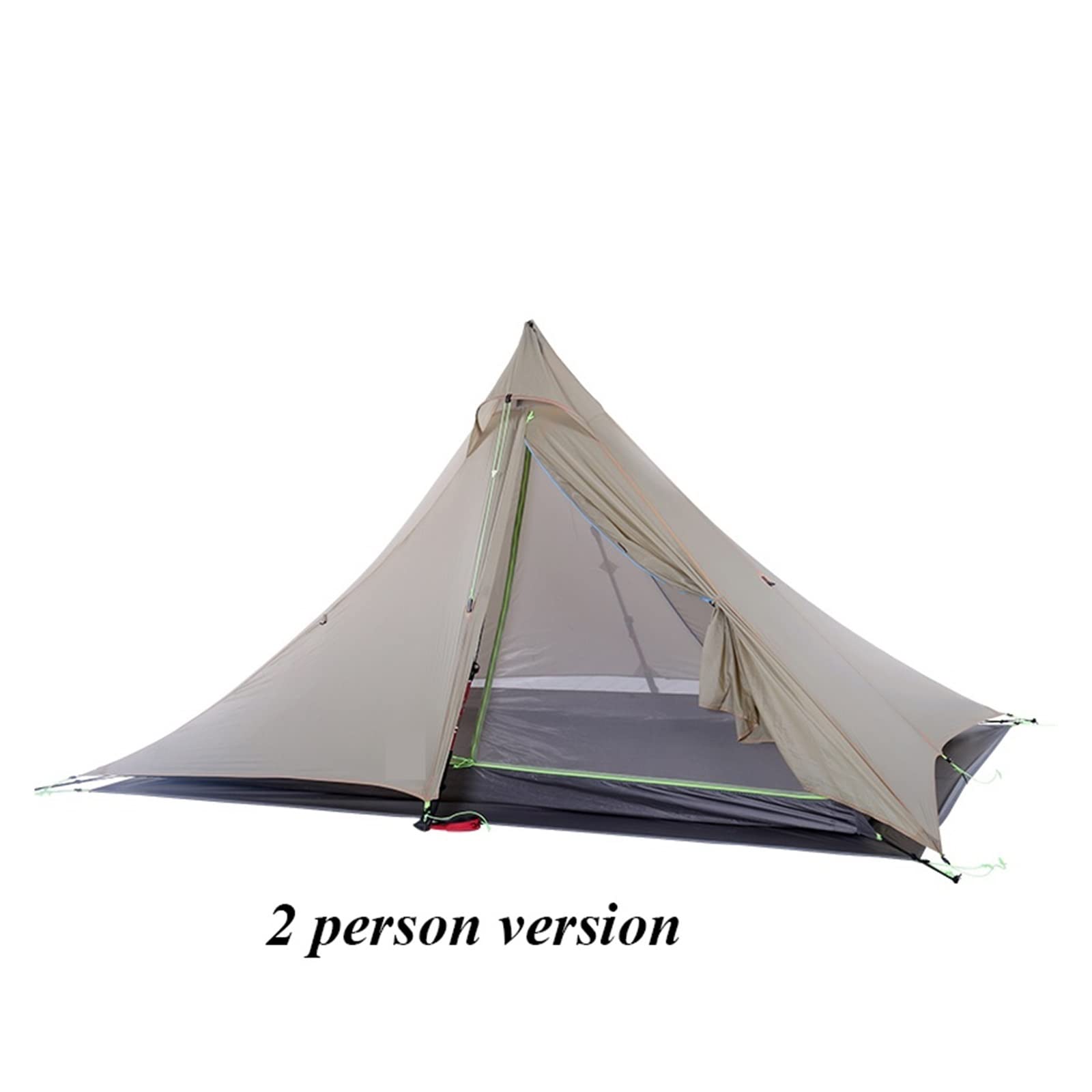 MARVOI Only 900g 2 Sides 20D Silk Nylon Pyramid 1 Person Or 2 People 2 Layers 3 Seasons Camping Tent (Color : 2Person Red with FP)