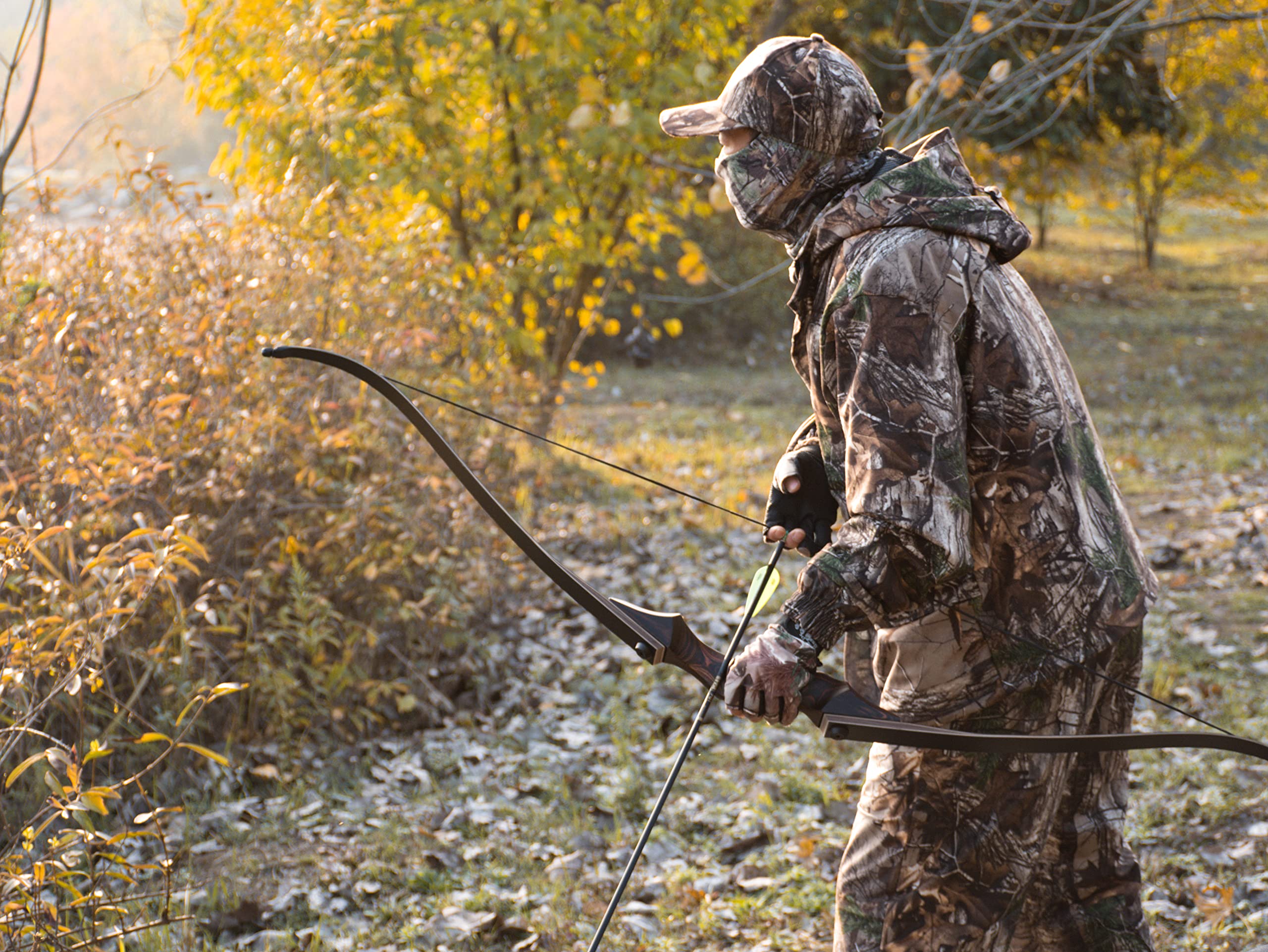 PG1ARCHERY 60'' Takedown Recurve Bow 30-60lbs Right Hand for Outdoor Targets Practice Hunting Longbow (50lbs)