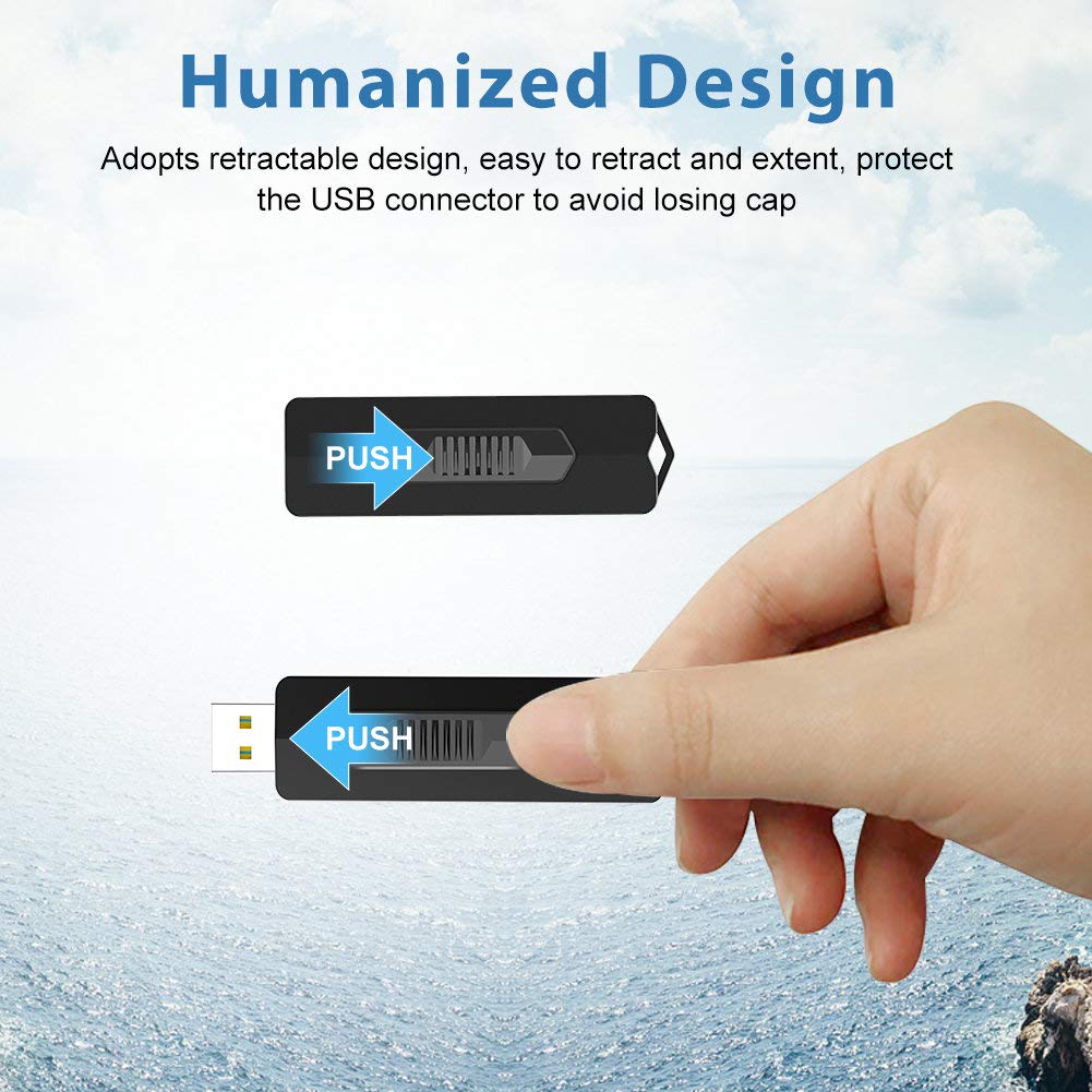 JUANWE 64GB USB 3.1 Flash Drive 400MB/s Capless Retractable High-Speed Solid State USB Drive Thumb Drive Slide Metal Memory Stick Zip Drive 3.1Jump Drive, Black