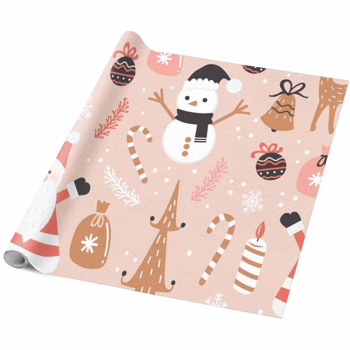 InterestPrint Winter And Christmas Pattern Wrapping Paper for Boys Girls 58"x 23" for Wedding Birthday
