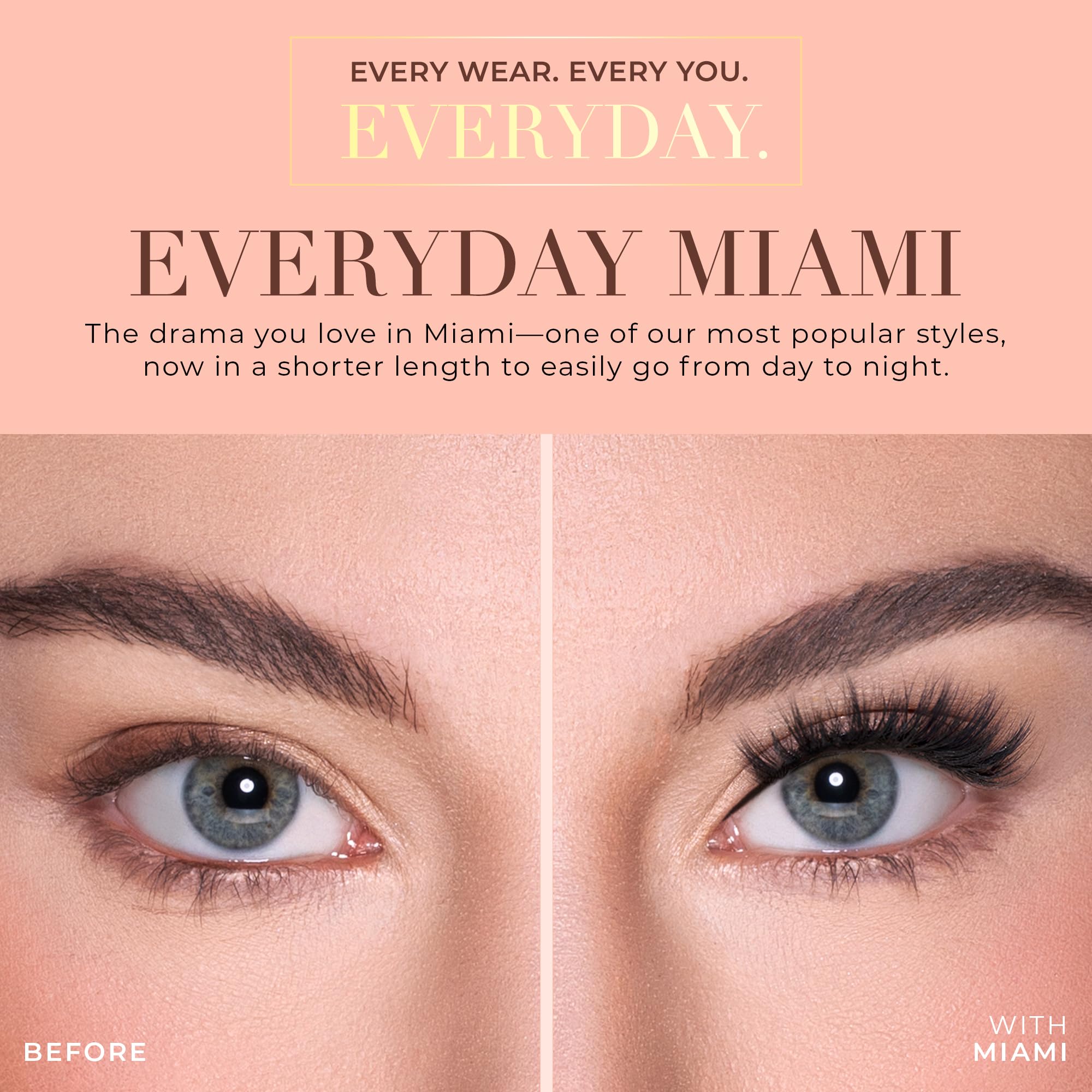 Lilly Lashes Everyday Miami Faux Mink Lashes False Eyelashes Natural Look Faux Wispy Lashes Mink Natural Lashes Short Lashes Round Shaped 13 mm Length Reusable Up to 20 Times