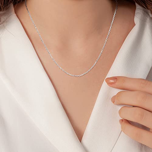 Rivline 925 Sterling Silver Necklace for Women, Diamond Cut Cable Link Chain, Thin and Elegant Italian Made Jewelry, Secure Clasp (18 Inch)