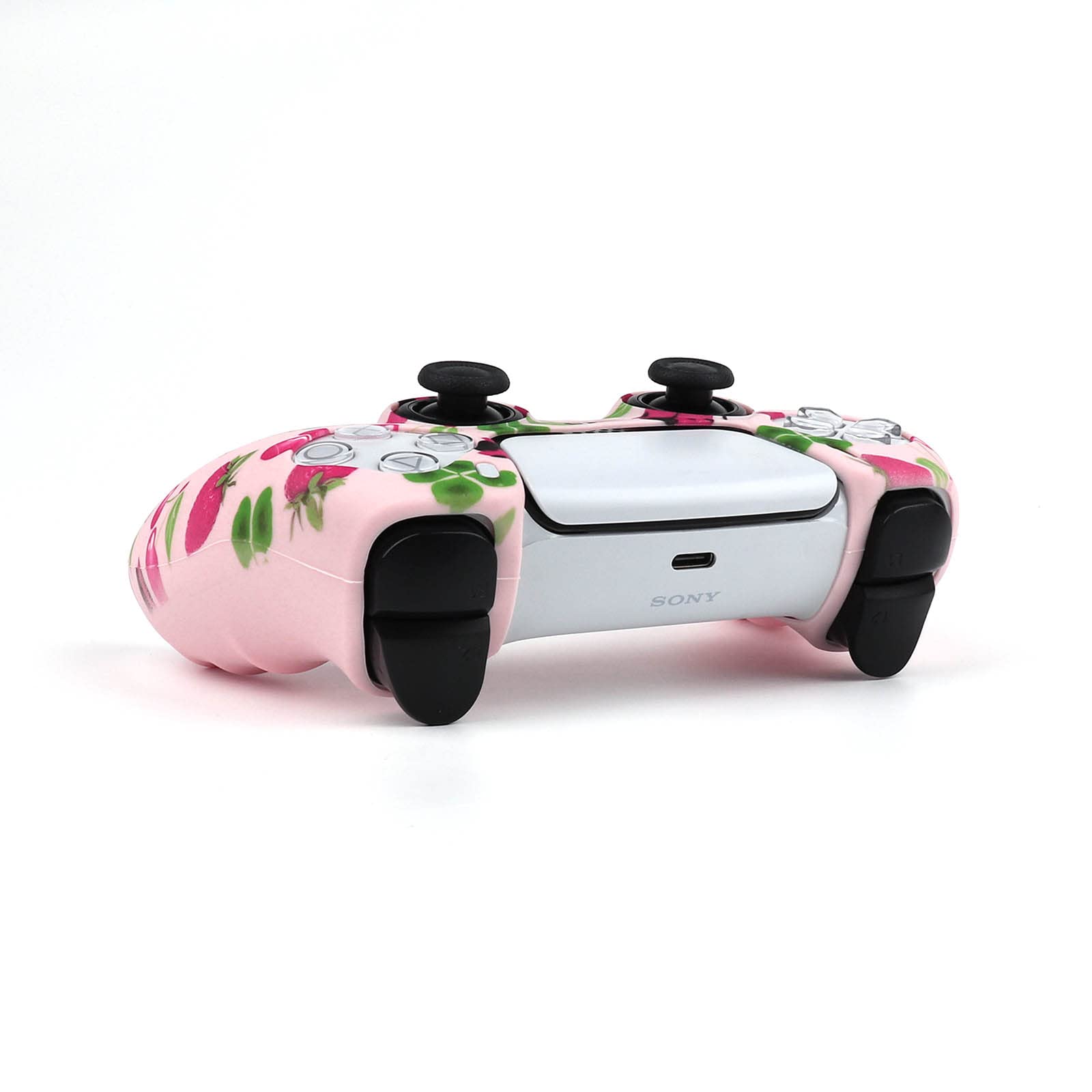 Pink Controller Skins for PS5 RALAN, Fruit Silicone Controller Cover Skin Protector Compatible with PS5 Controller with 2 Cute Thumb Grips Caps