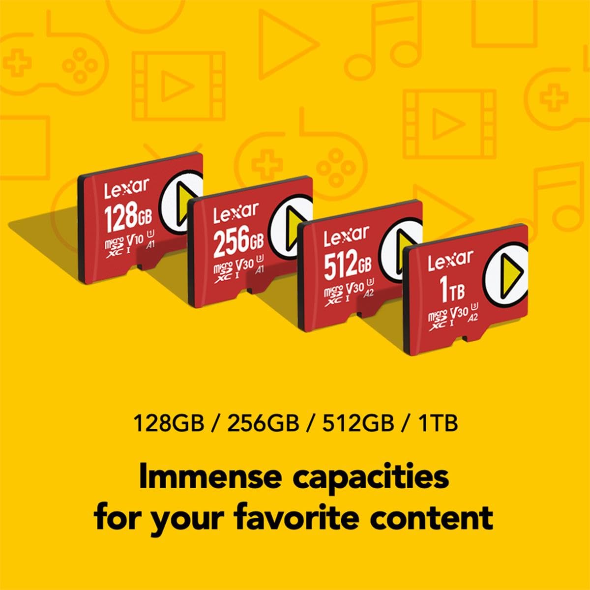 Lexar 512GB PLAY microSDXC Memory Card, UHS-I, C10, U3, V30, A2, Full-HD Video, Up To 160/100 MB/s, Expanded Storage for Nintendo-Switch, Gaming Devices, Smartphones, Tablets (LMSPLAY512G-BNNNU)