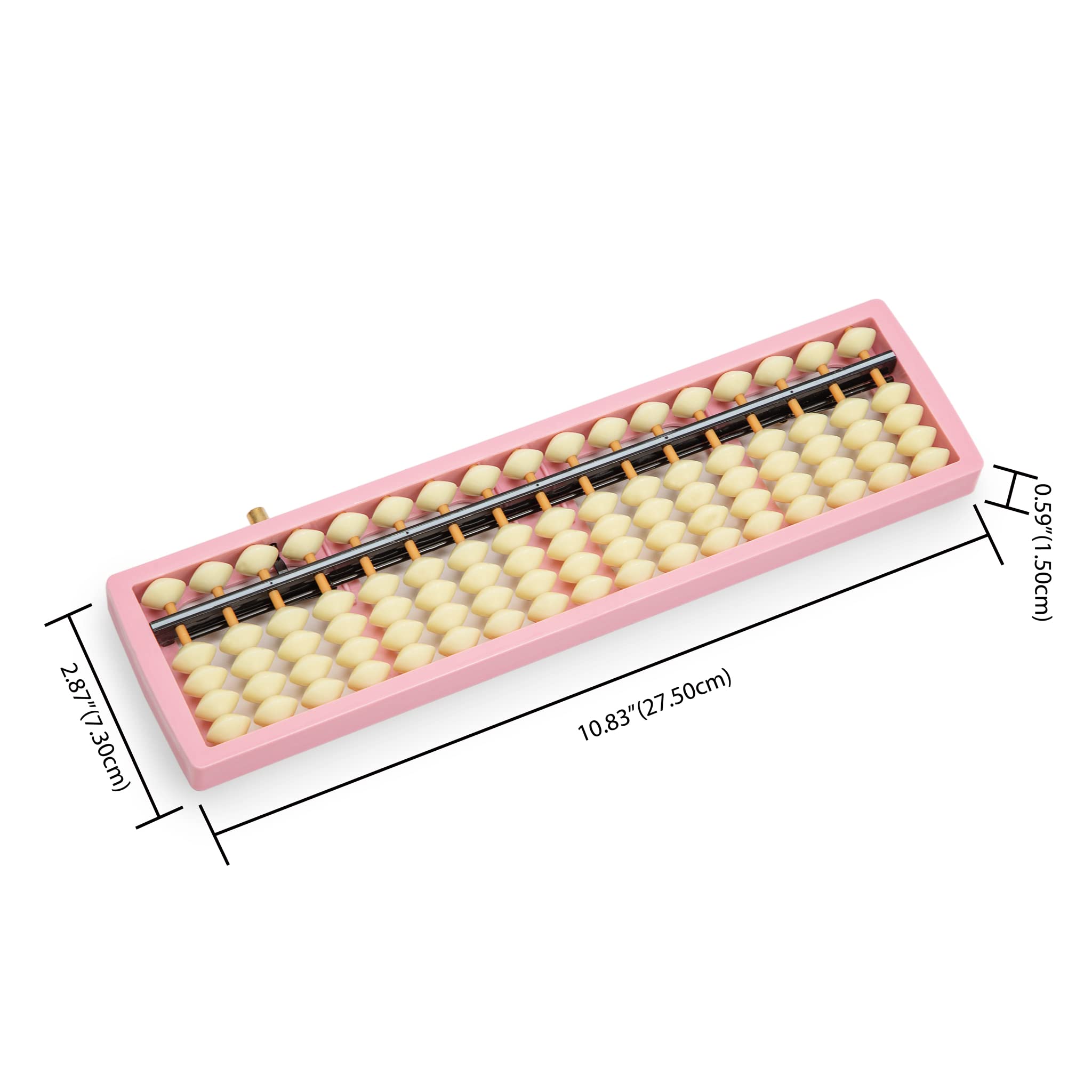 Pink Digital Standard Abacus - 27.5 cm - Professional 17 - Column Soroban with Reset Button Calculator (Functional and Educational Tool)