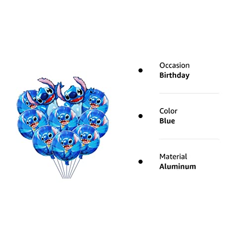 Lilo and Stitch Party Balloons Stitch Party Aluminum Film Balloons suit Stitch Birthday Party Decorations (10pcs blue)